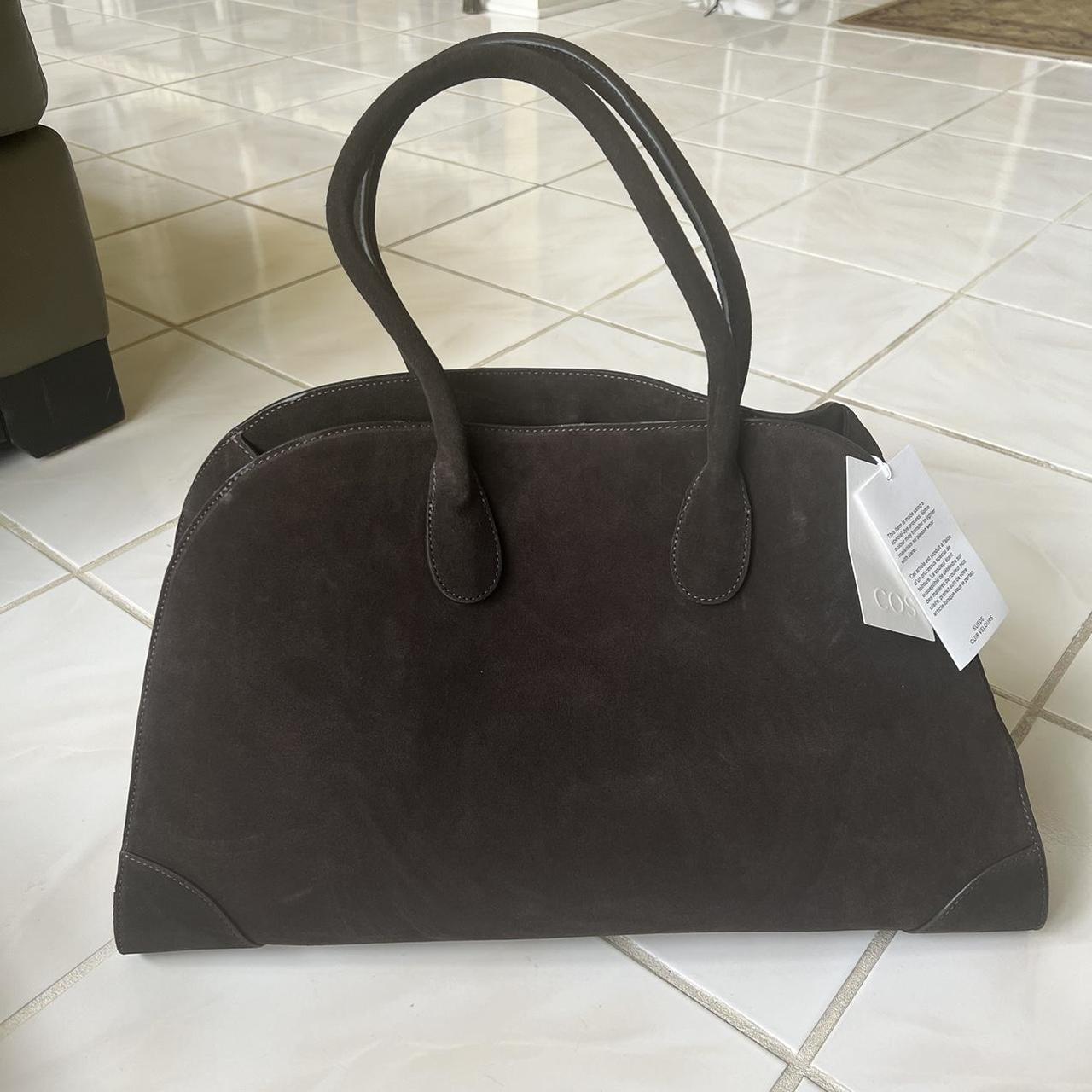COS Studio Bowling Bag NWT Dark Brown Suede - Depop