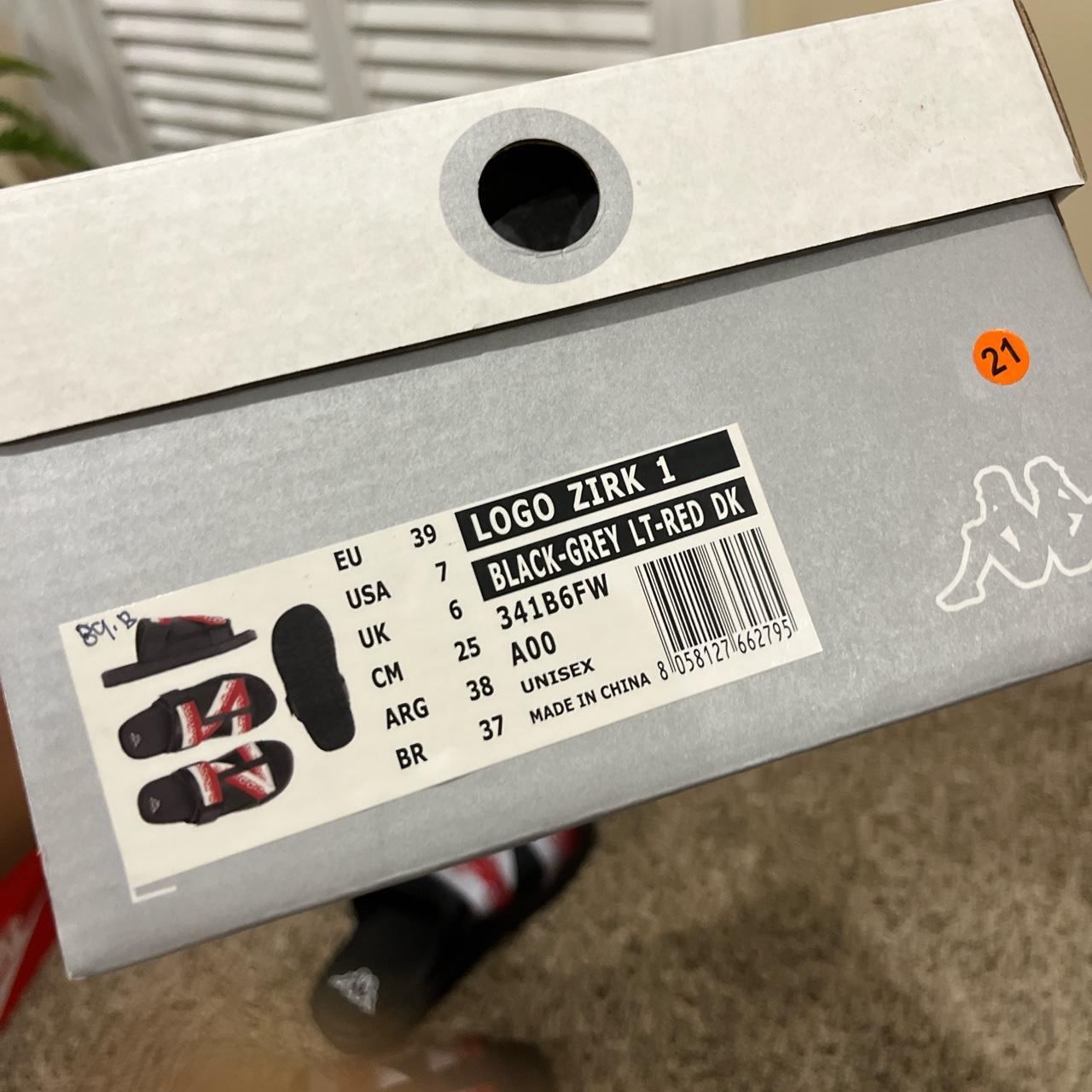 Black, White & Red Kappa Slides Model: Logo Zirk 1... - Depop