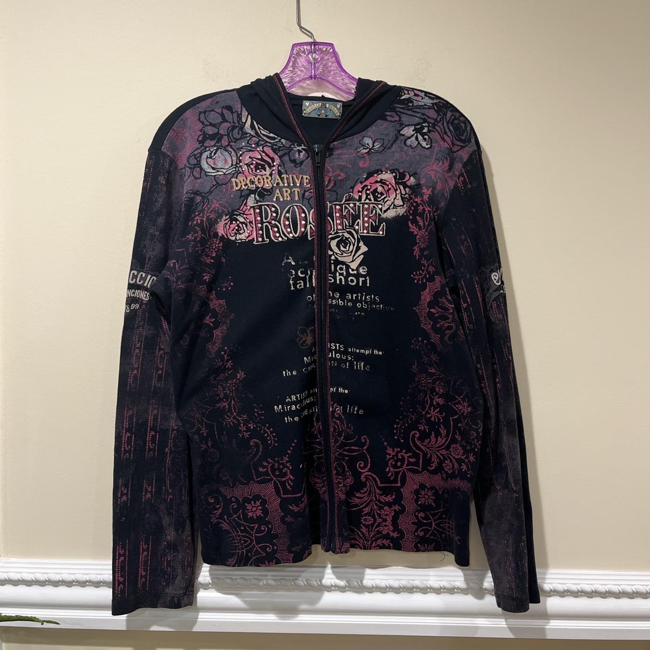 Women’s Super Cool Roses Y2K Zip Up Jacket Great... - Depop