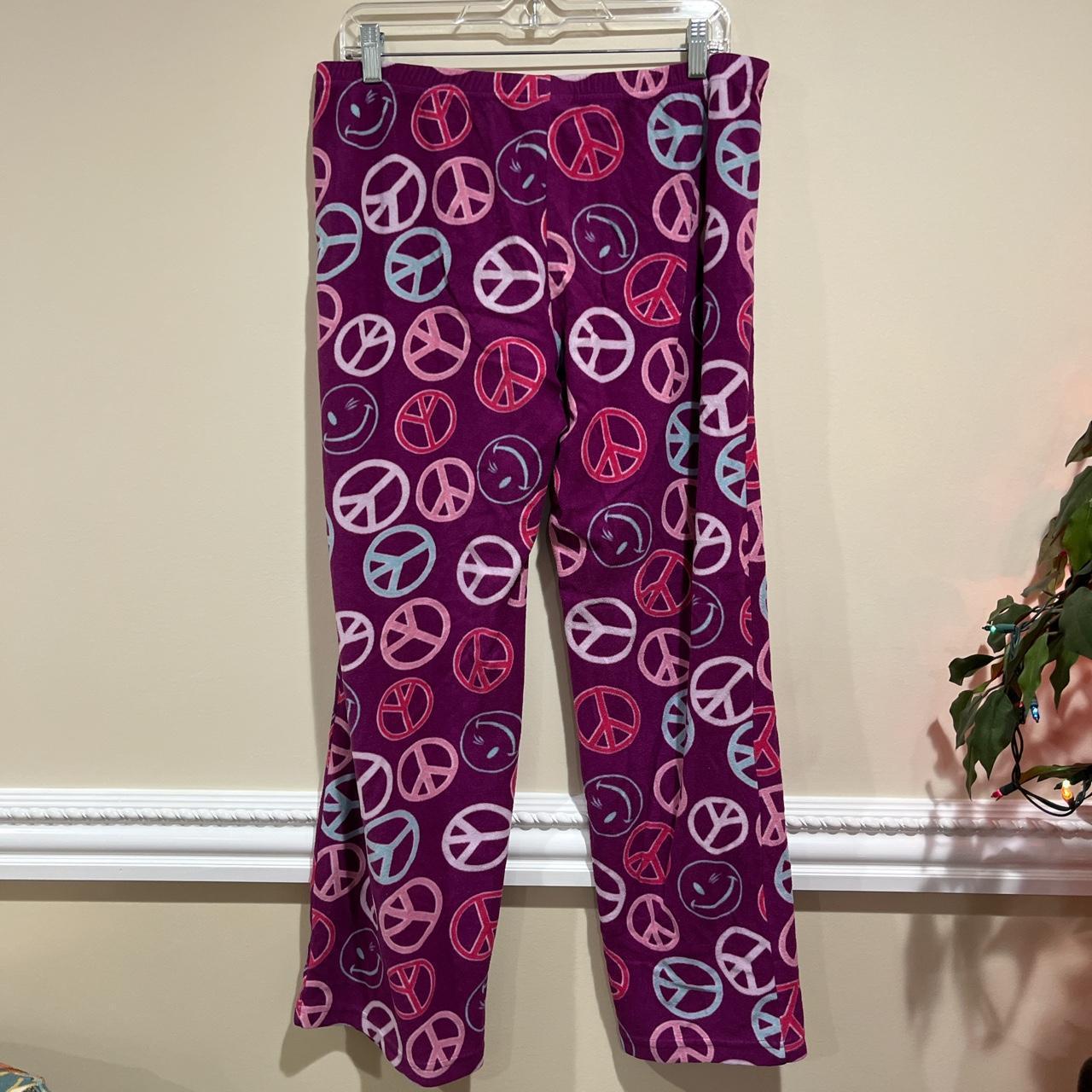 Women’s Y2K Peace Sign Pajama Pants Size Large Great... - Depop