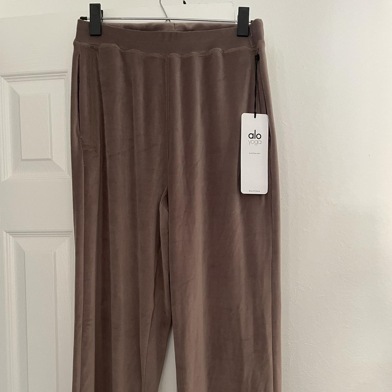 Alo brown velour pants, brand new with tags size... | Depop