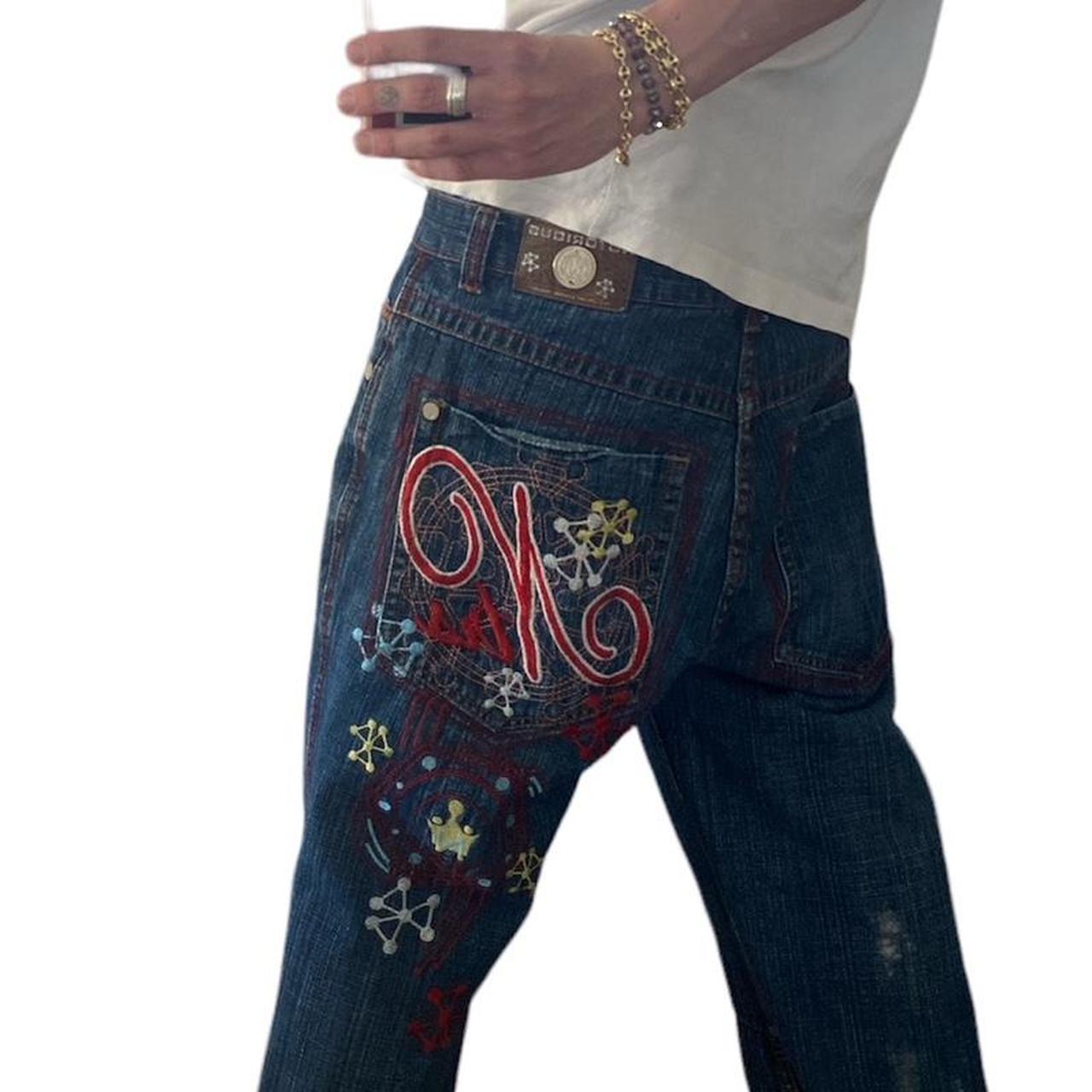 Notorious Big Jnco Baggy Patchmade Embroidered Jeans... - Depop