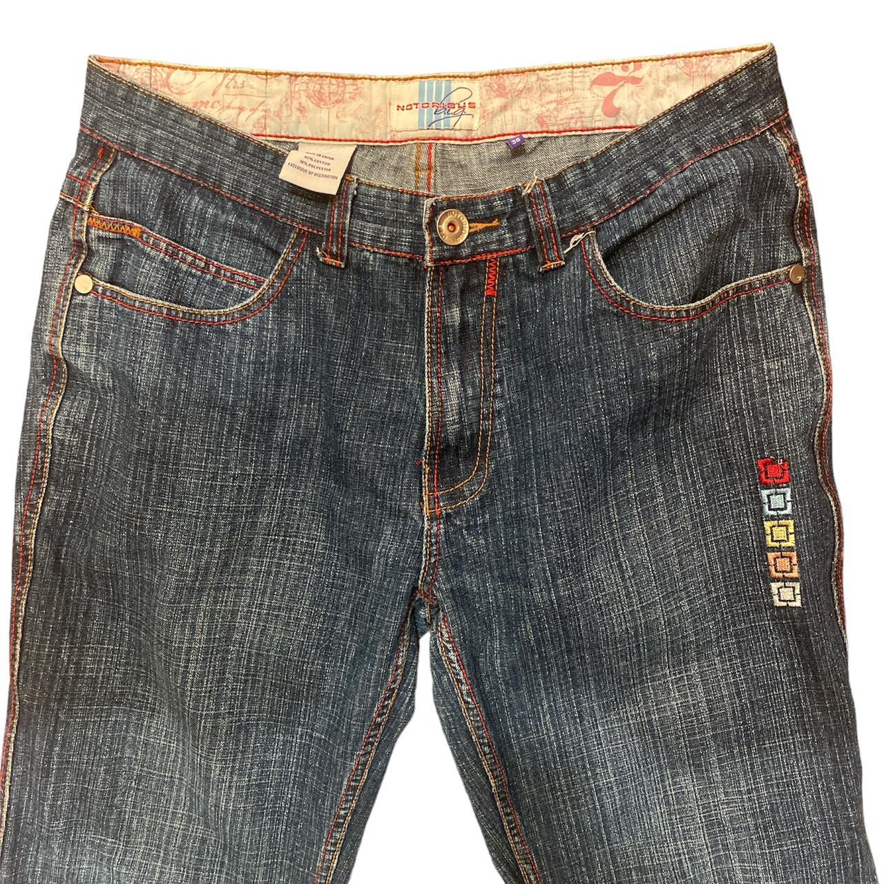 Notorious Big Jnco Baggy Patchmade Embroidered Jeans... - Depop