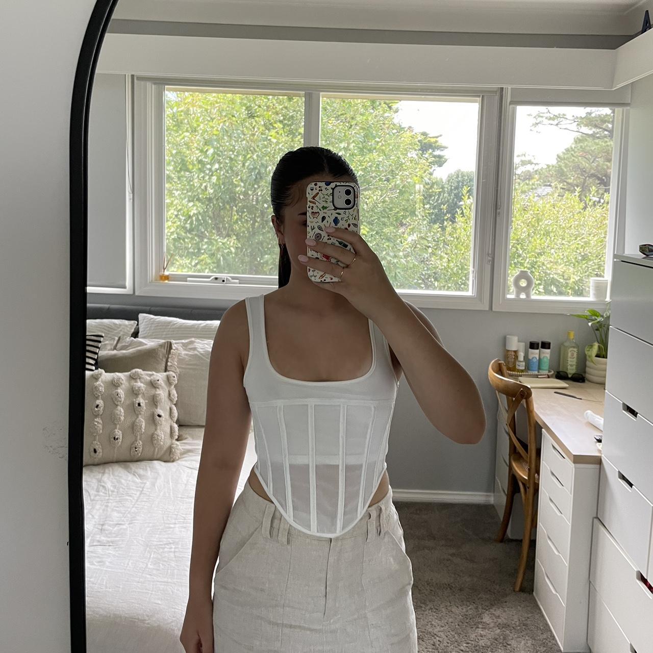 Supre Mesh corset top Size Small Adjustable at the... - Depop