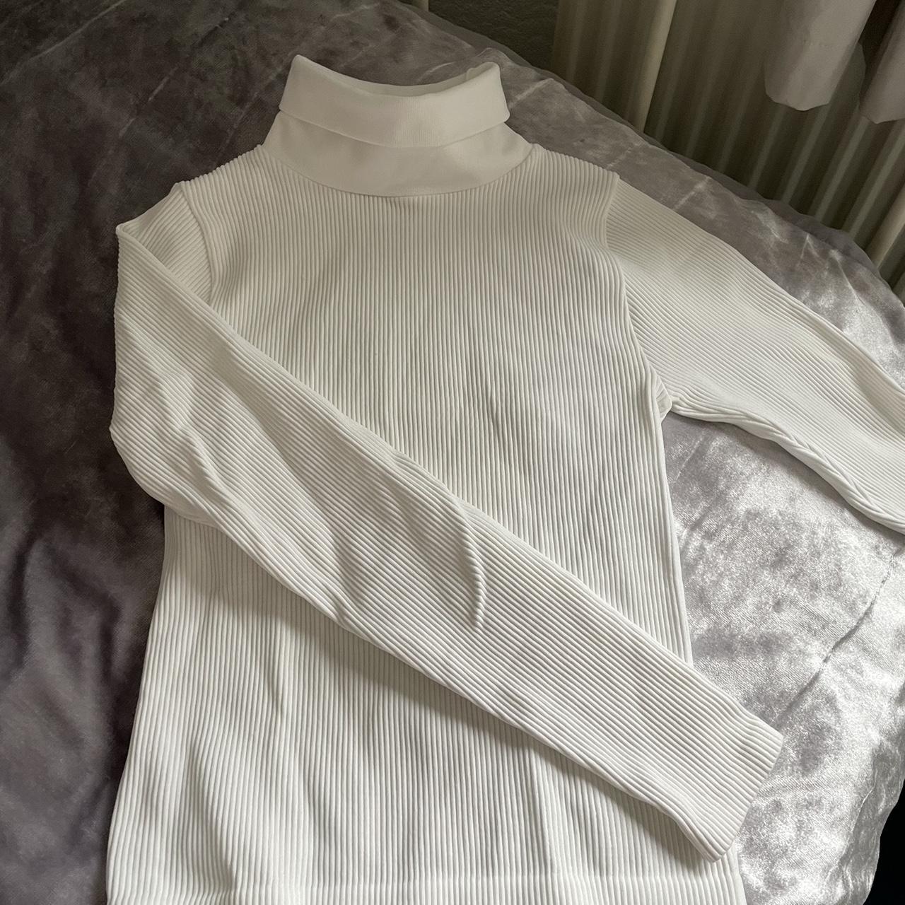 White high neck long sleeve top - Depop