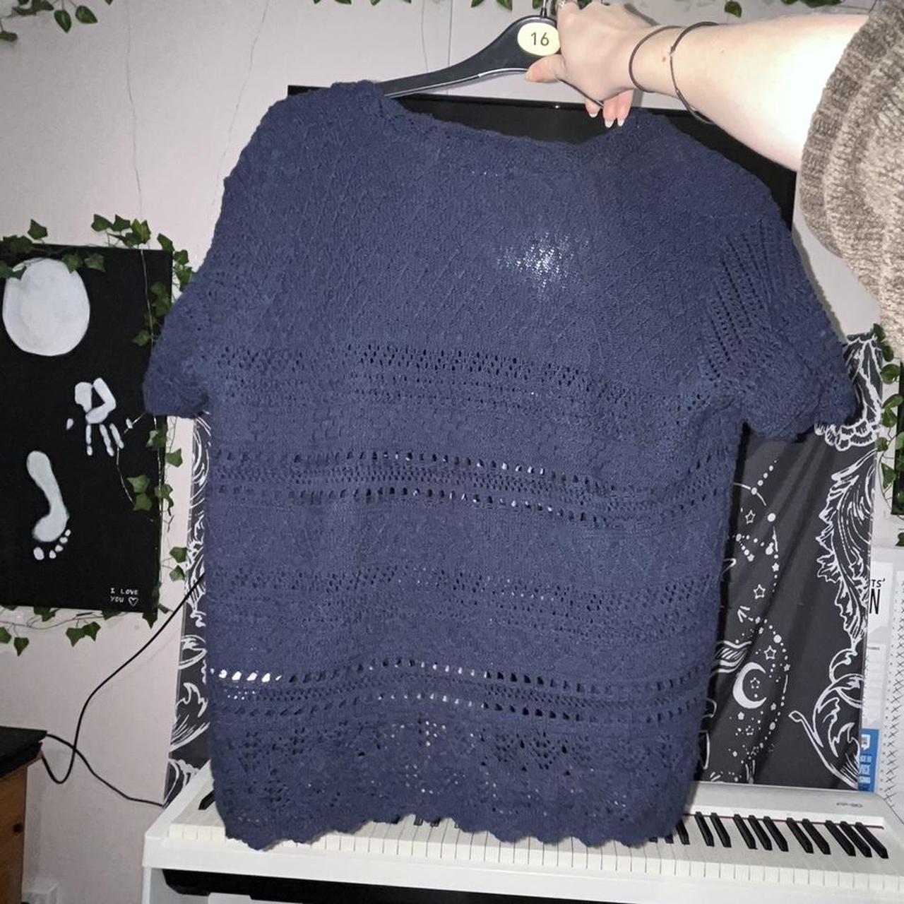 Isle essentials blue navy knitted short sleeve... - Depop