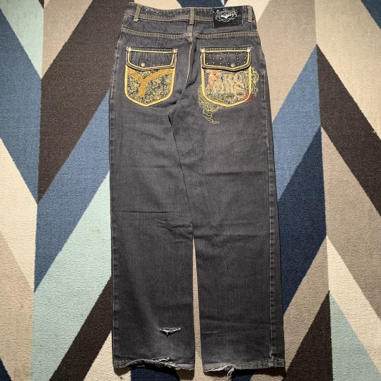 Fire y2k grunge skater Akademiks jeans Size 18 in... - Depop