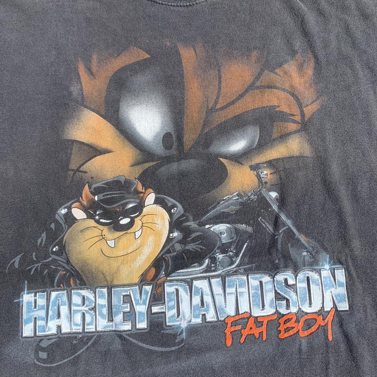 Harley Davidson x Taz "Fat Boy" vintage y2k biker... - Depop