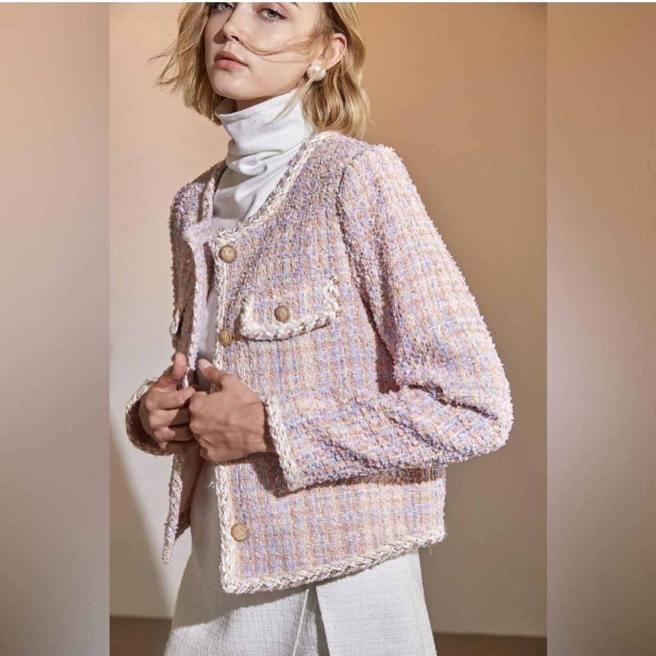 J.ING Women's Pink and Cream Jacket | Depop