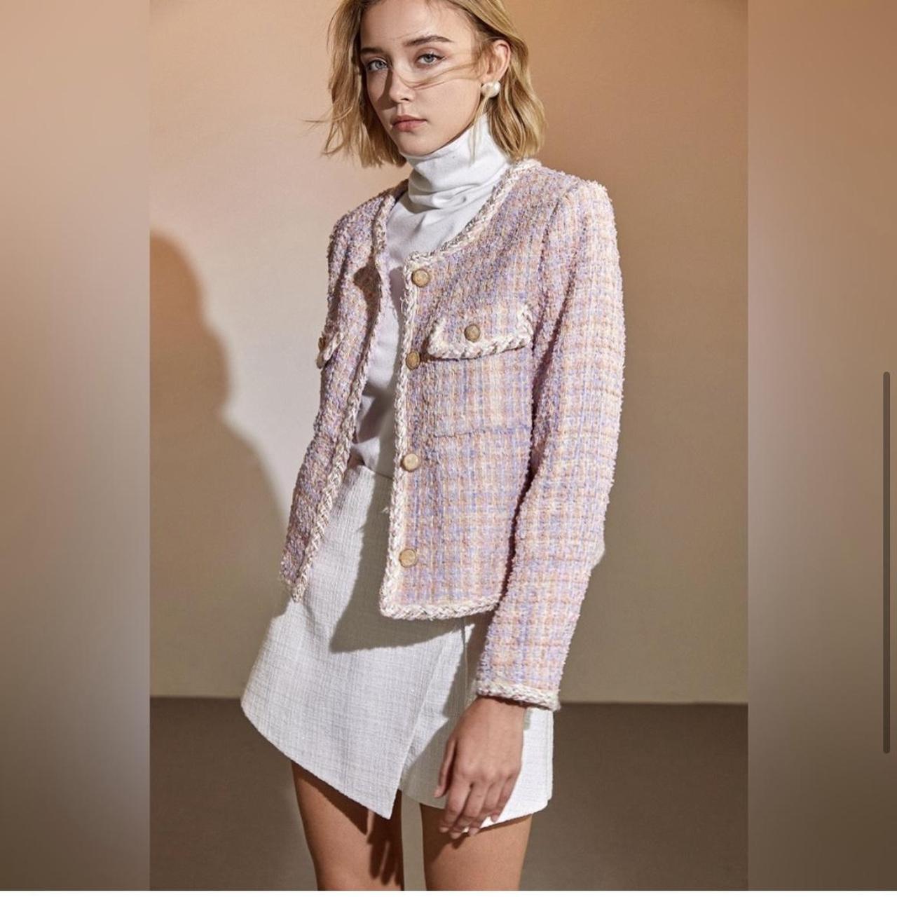 J.ING Women's Pink and Cream Jacket | Depop