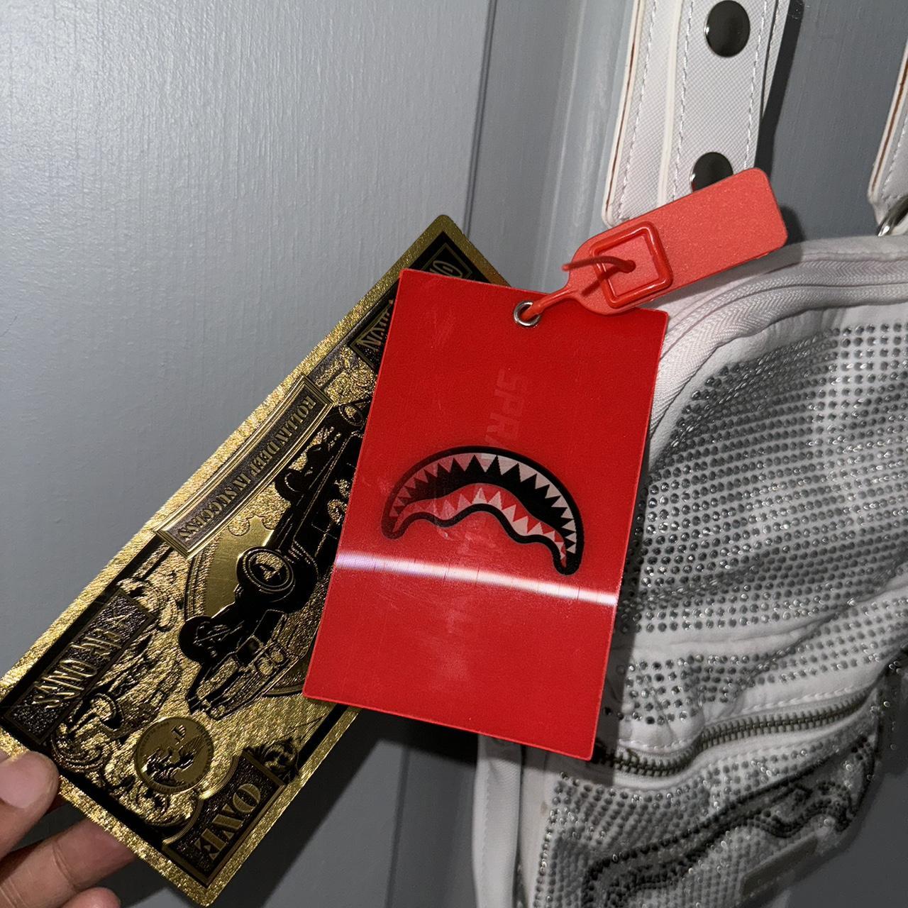 White cross body crystallized sprayground bag brand new - Depop