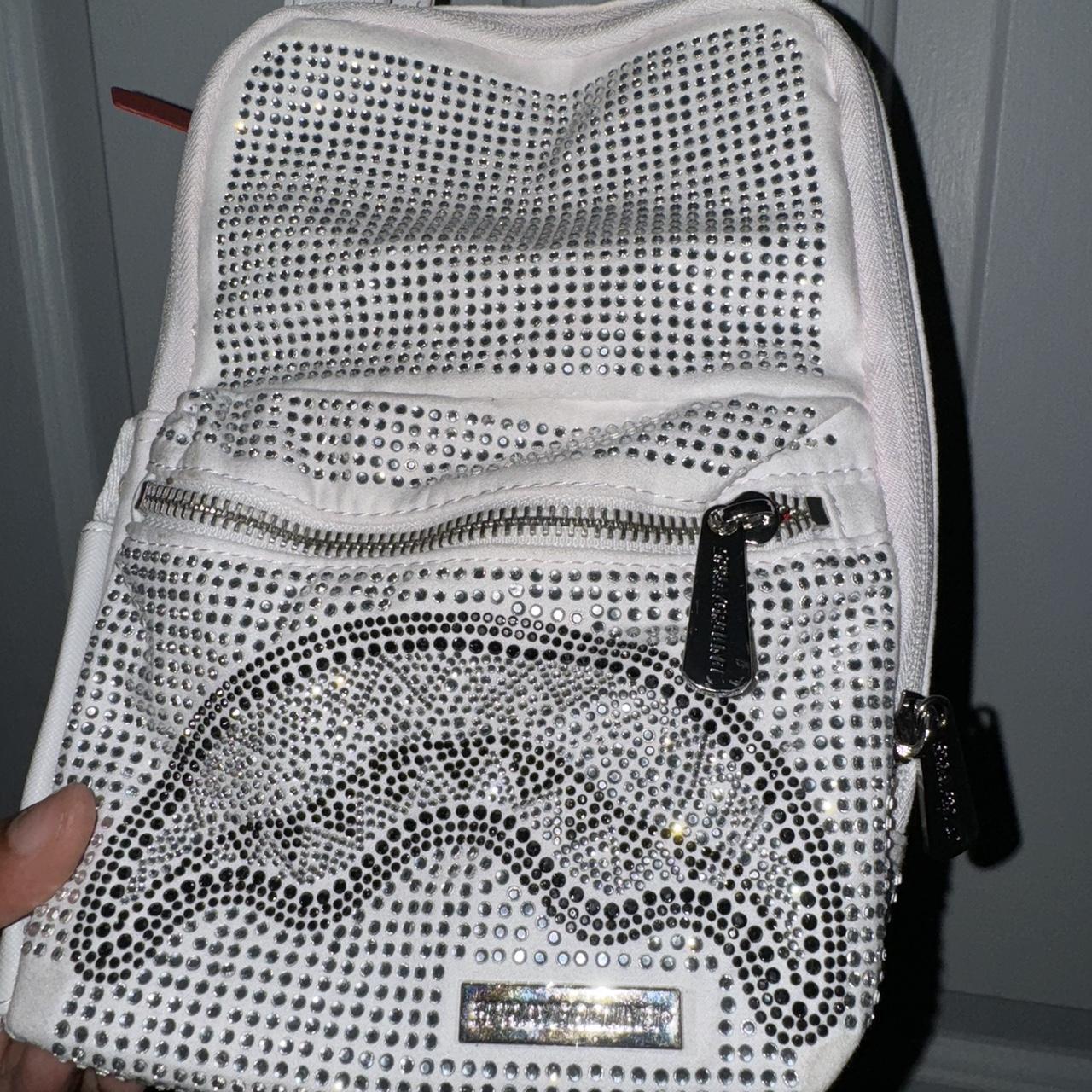 White cross body crystallized sprayground bag brand new - Depop