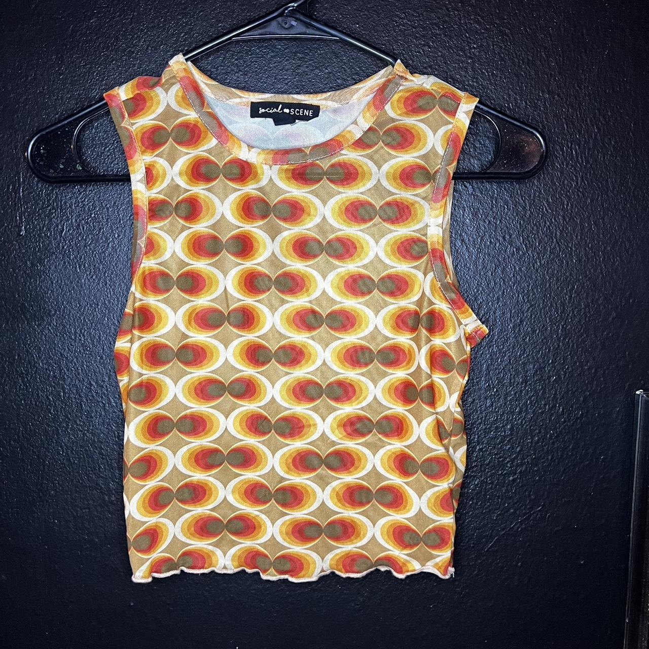Cute 70s style mesh tank top - Depop