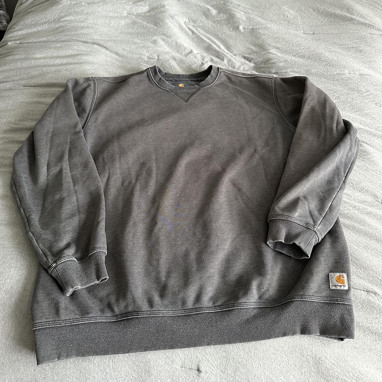 Carhartt Grey Washed Heavy Duty Crewneck Size... - Depop