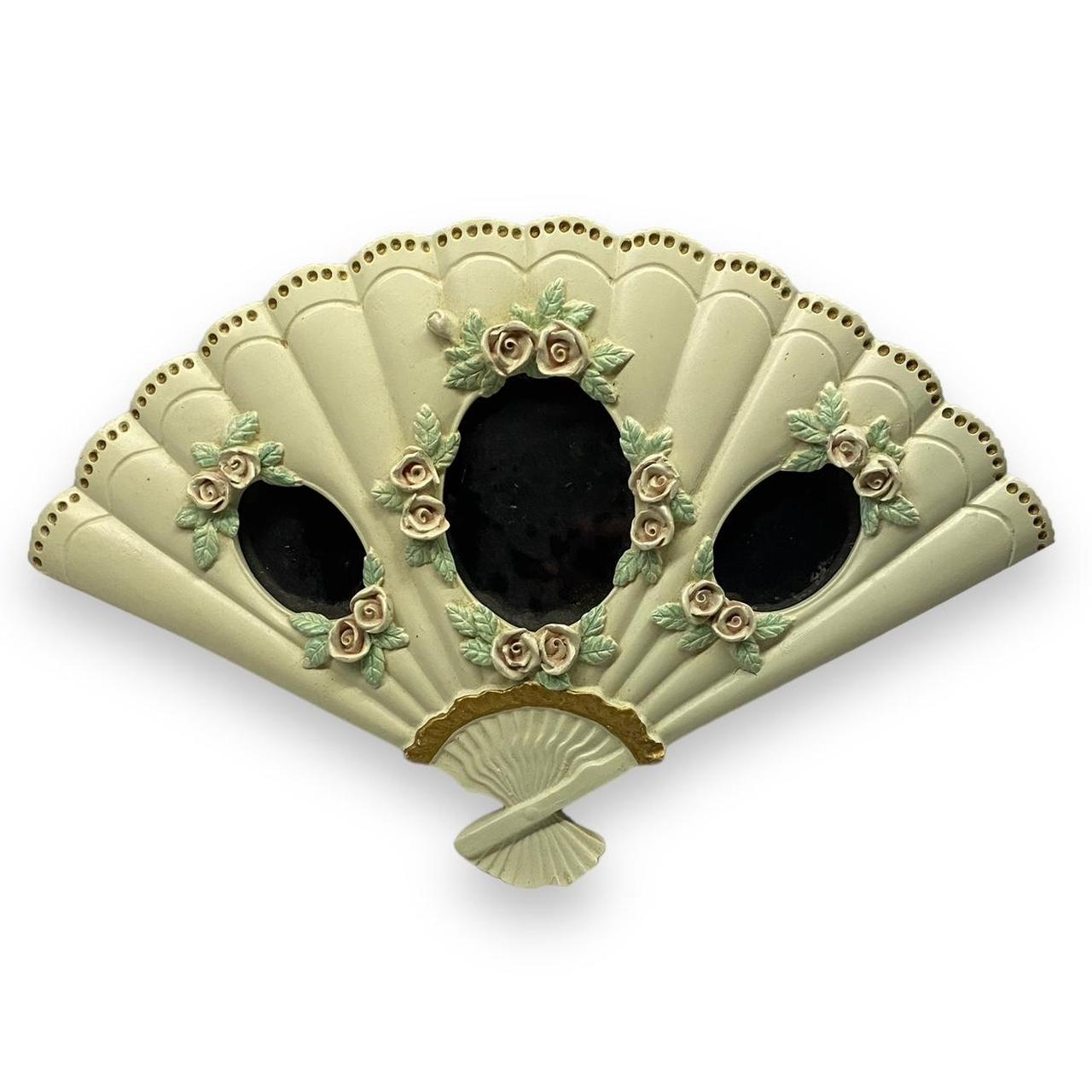 Antique fan shaped photo frame with rosette and gold... - Depop