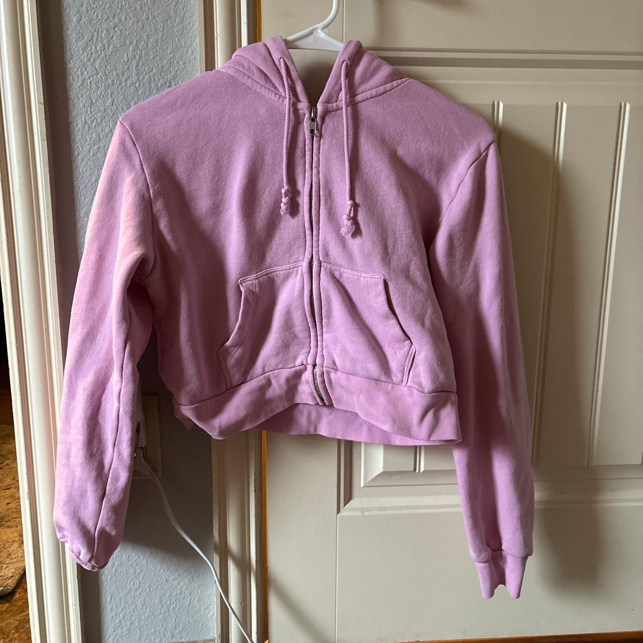 pink brandy crop jacket good used condition slight... - Depop