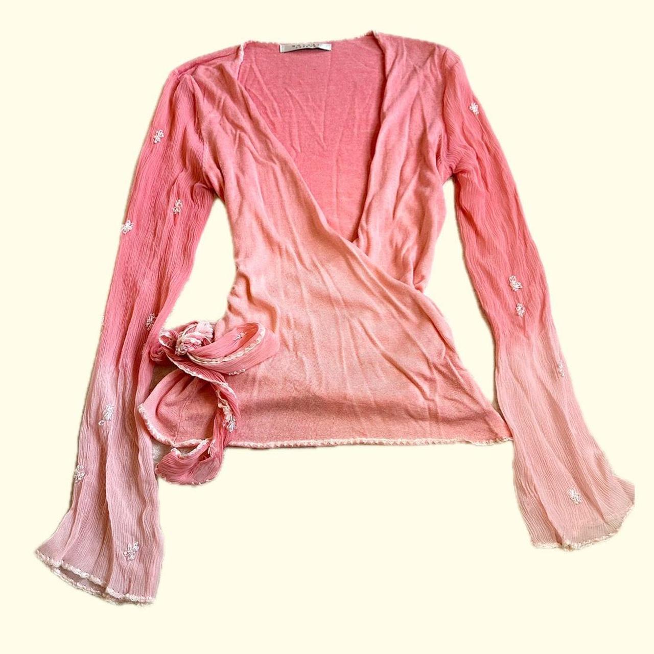 Stunning pink silk & cotton fairy wrap cardigan!... - Depop