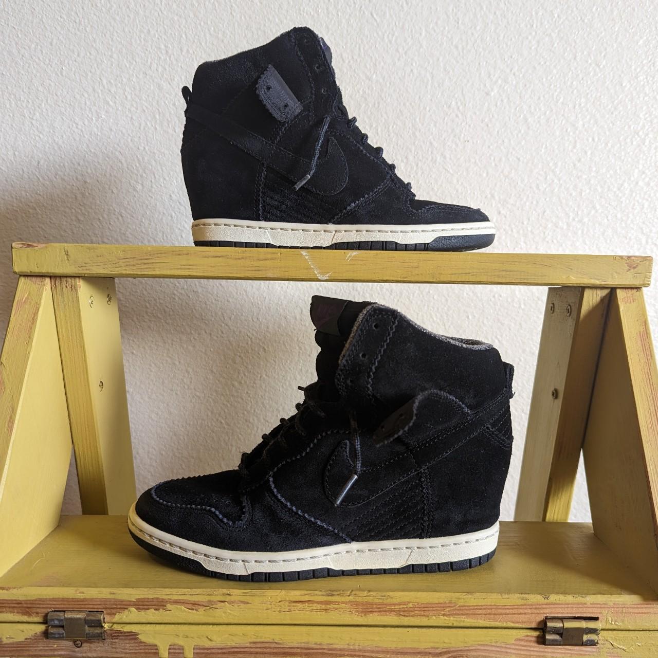 Nike dunk sky hi Hidden platforms Black suede with... - Depop