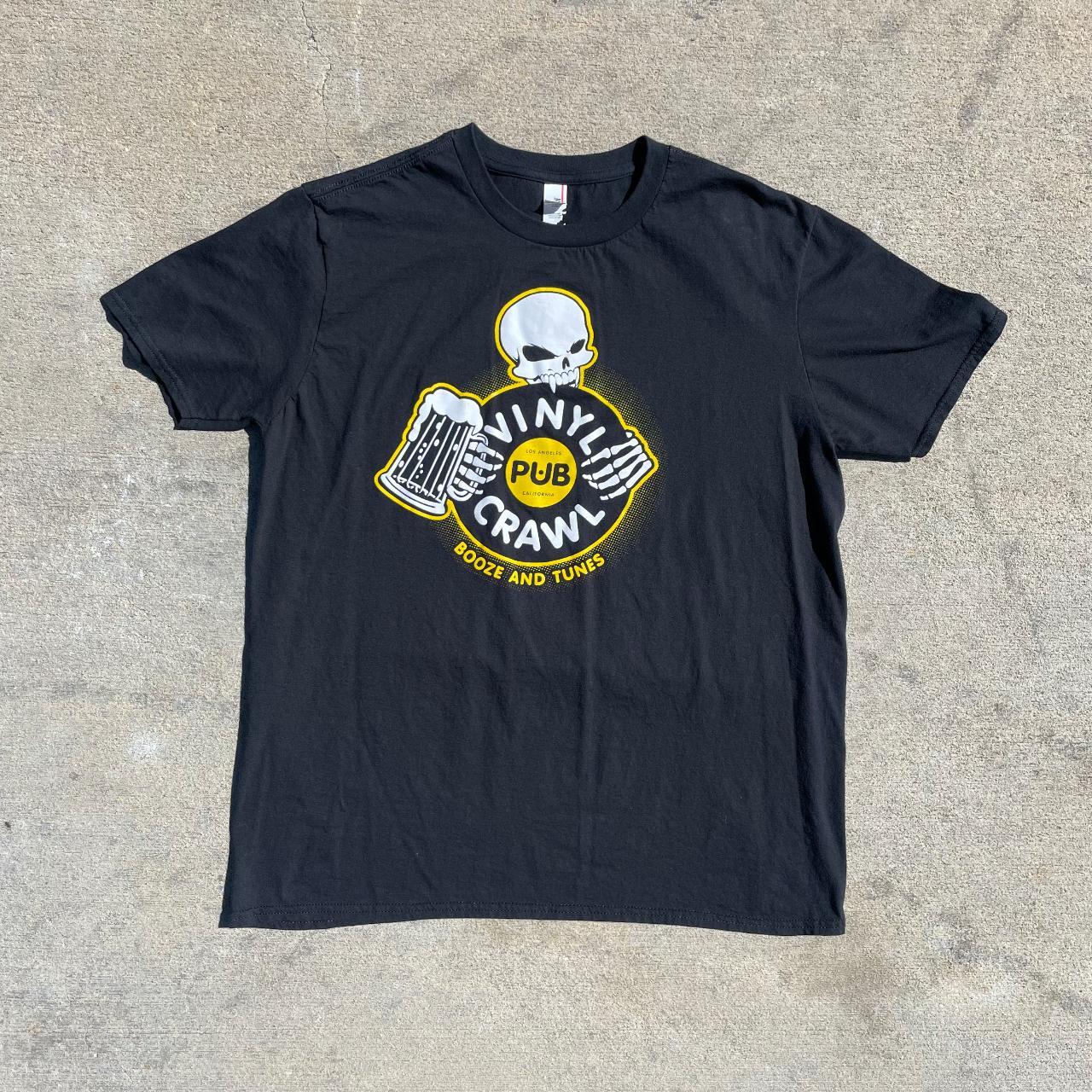 LA Vinyl Pub Crawl T-Shirt “Booze and Tunes”... - Depop