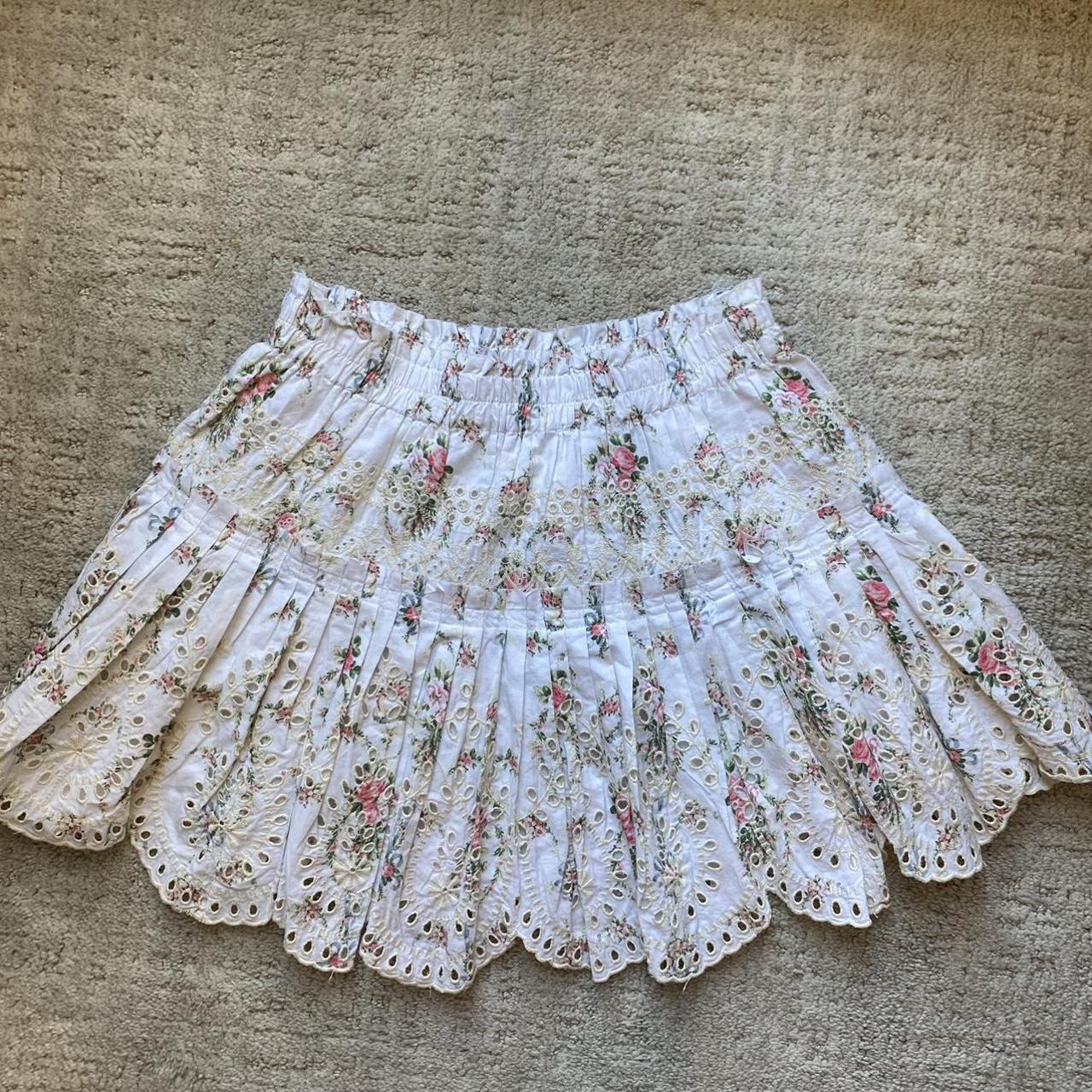 Love Shack Fancy floral pattern skirt with an under... - Depop