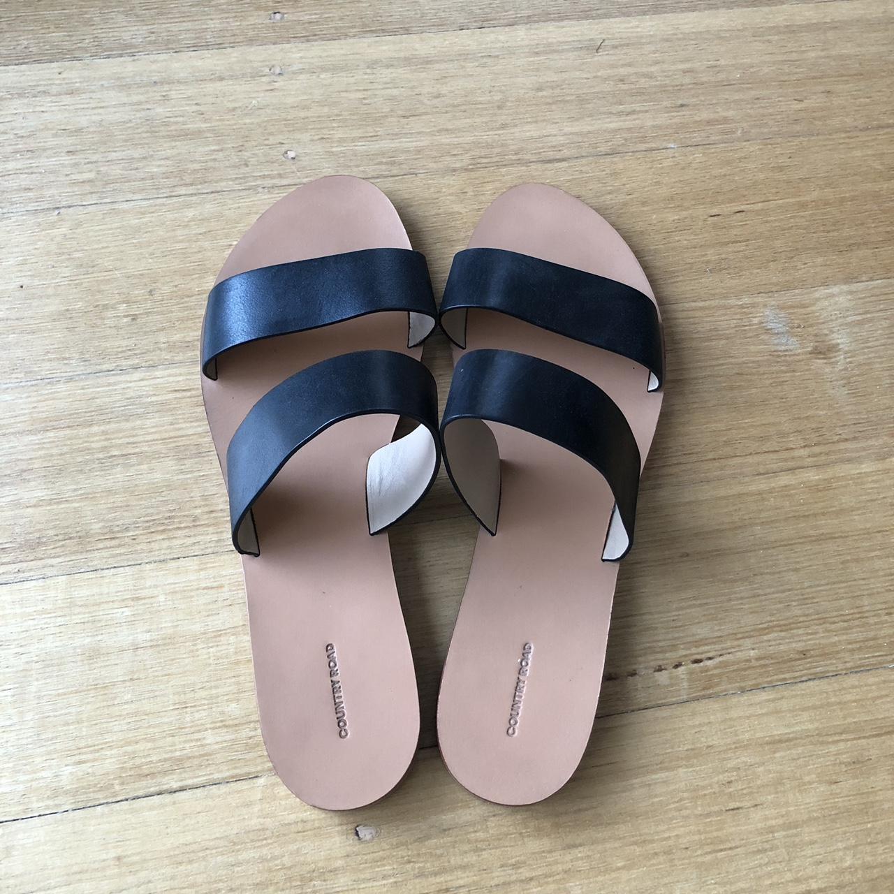 Black leather country road slides Size 42 Barely worn - Depop