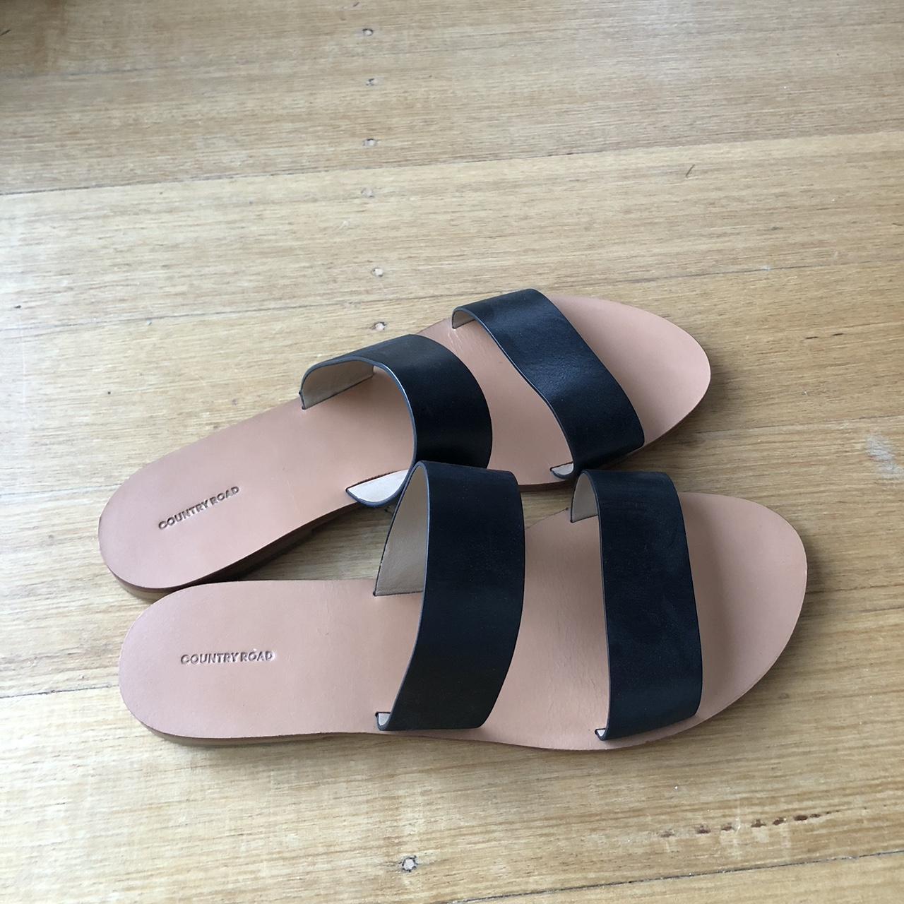 Black leather country road slides Size 42 Barely worn - Depop