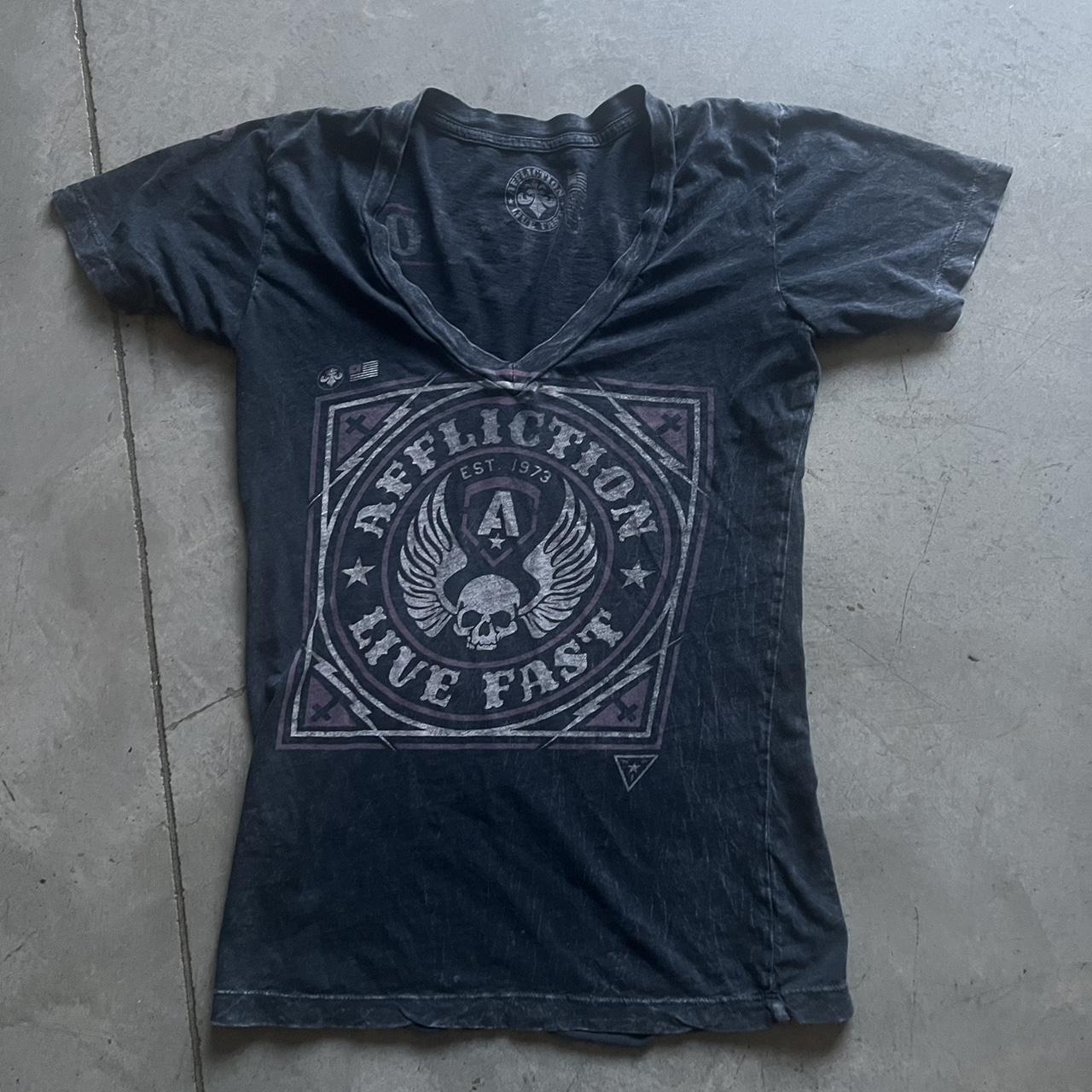 Affliction top Size: small #affliction #y2k #cyber - Depop