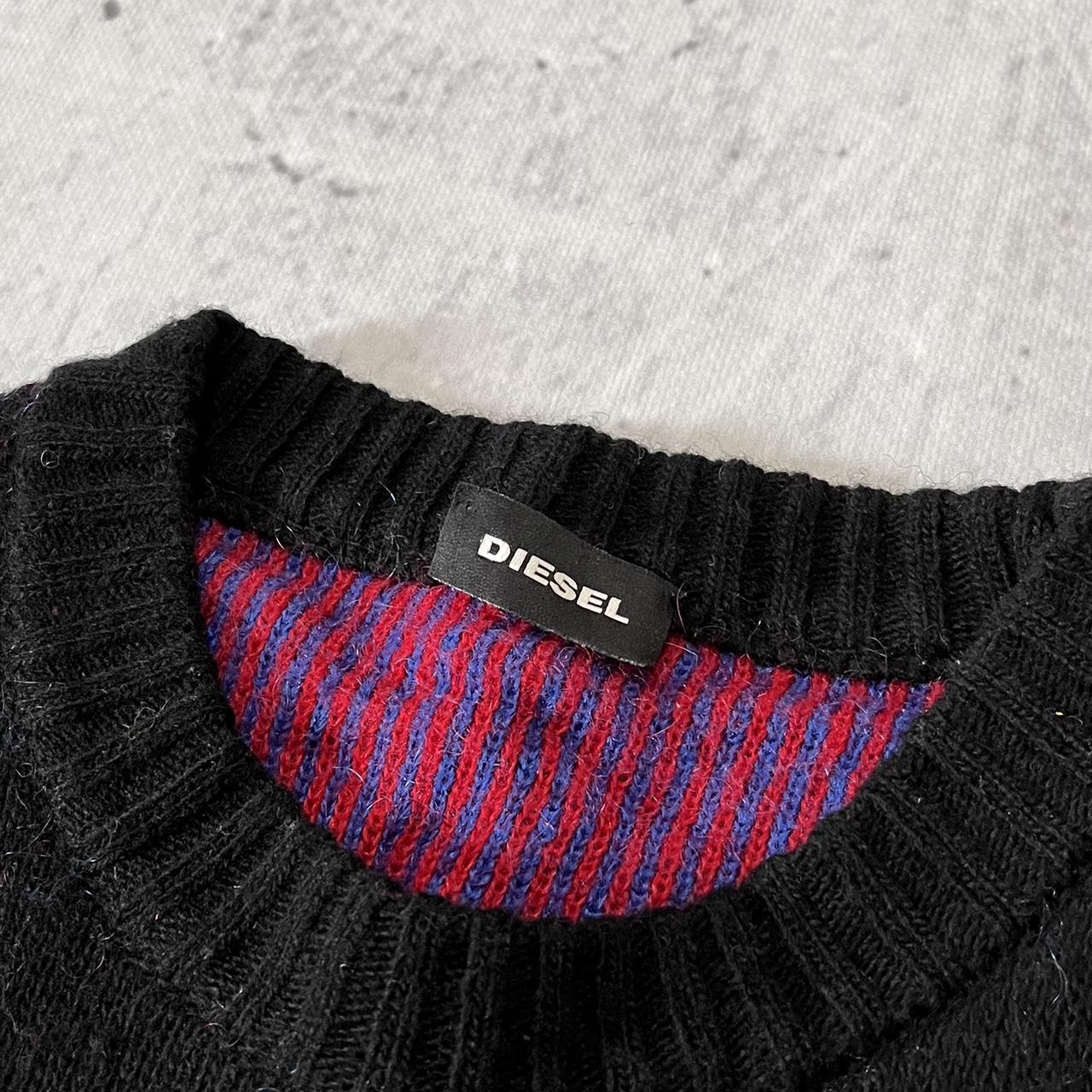 Diesel Men's Black and Red Jumper | Depop