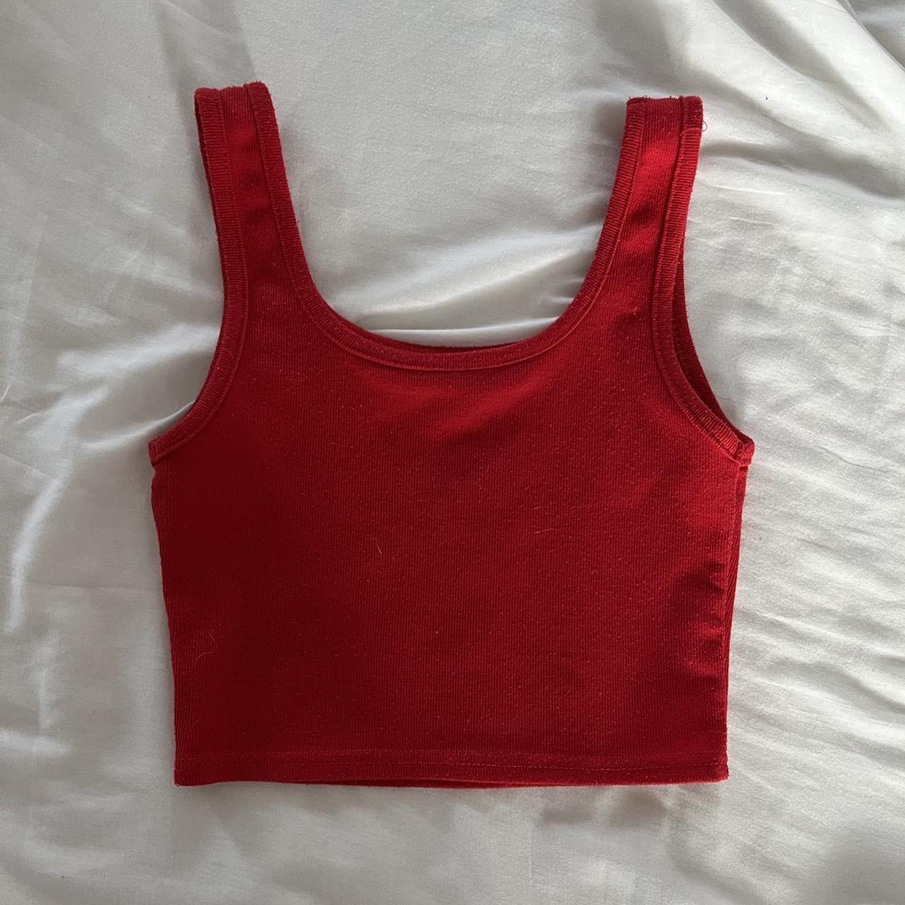 Basic red crop top Tight fitting size 4/6 #croptop... - Depop