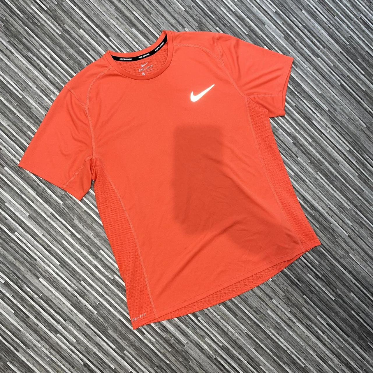 Nike Running Miler 1.0 Cool DriFit T-Shirt in Red... - Depop