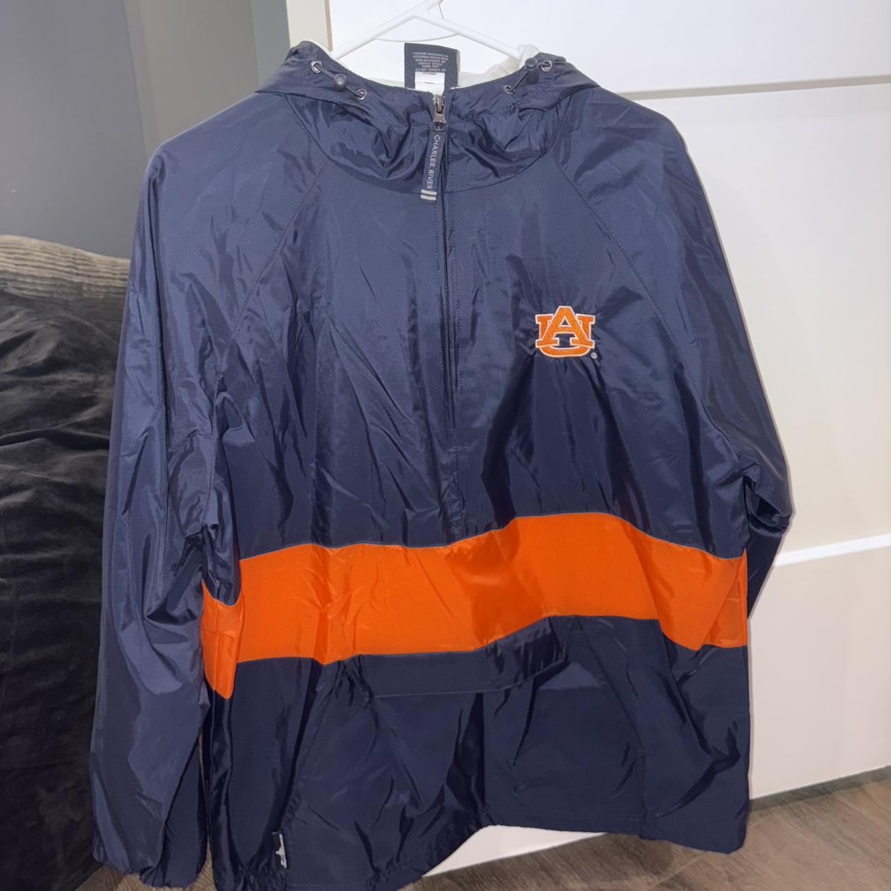 Navy and orange Auburn University windbreaker worn... | Depop