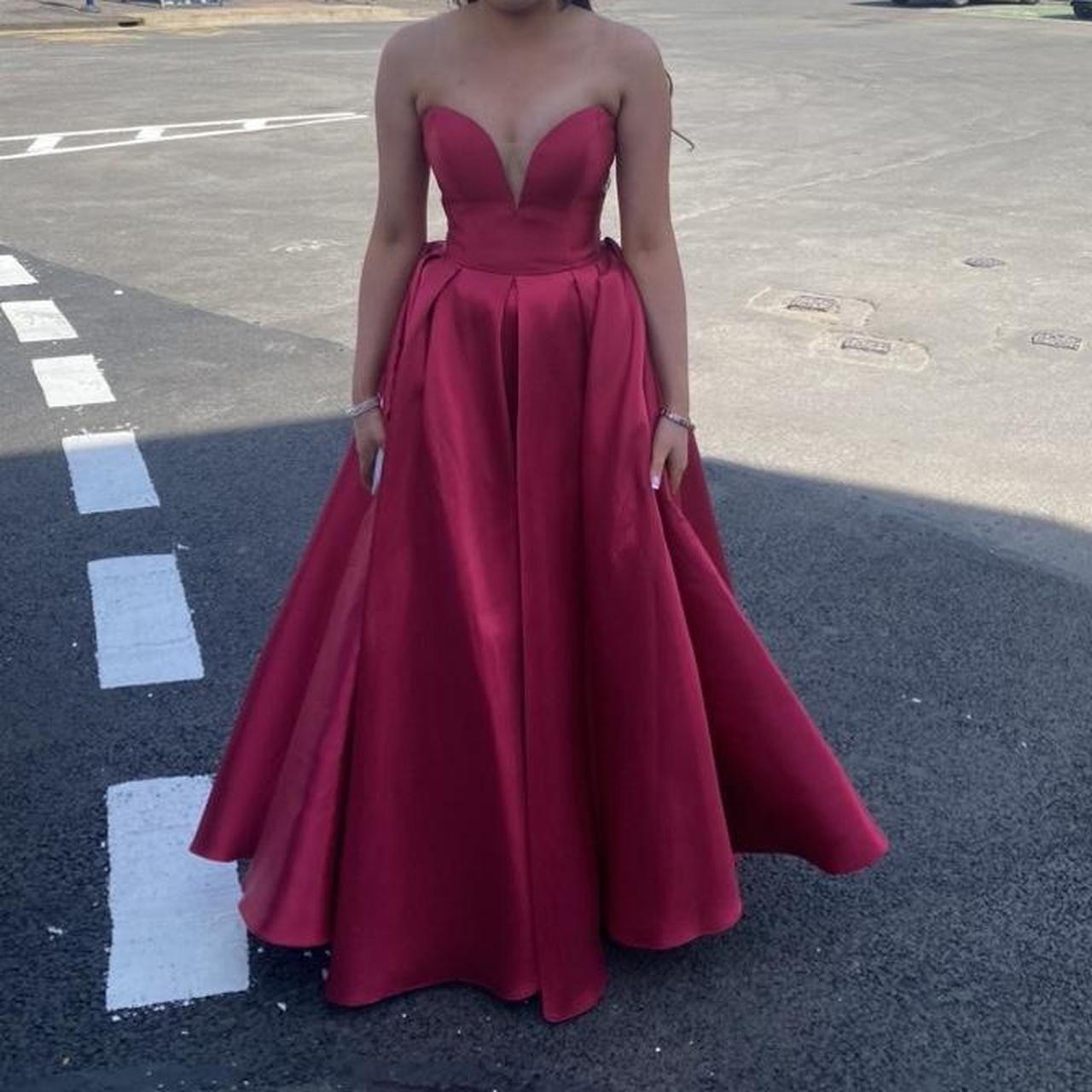 Tiffanys sapphire prom dress in cherry red size 6... - Depop