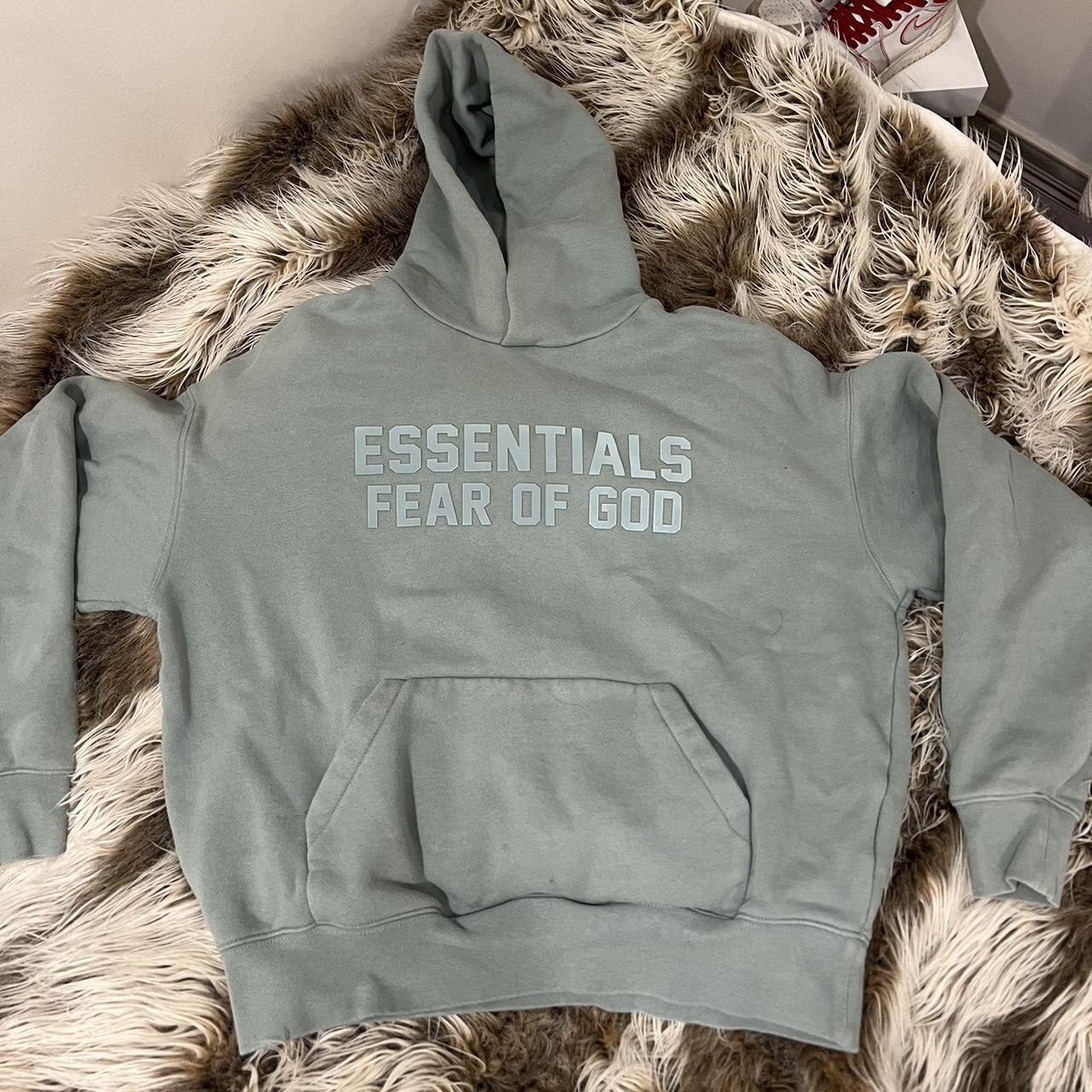 Khaki and green Essentials hoodie #streetwear used... - Depop