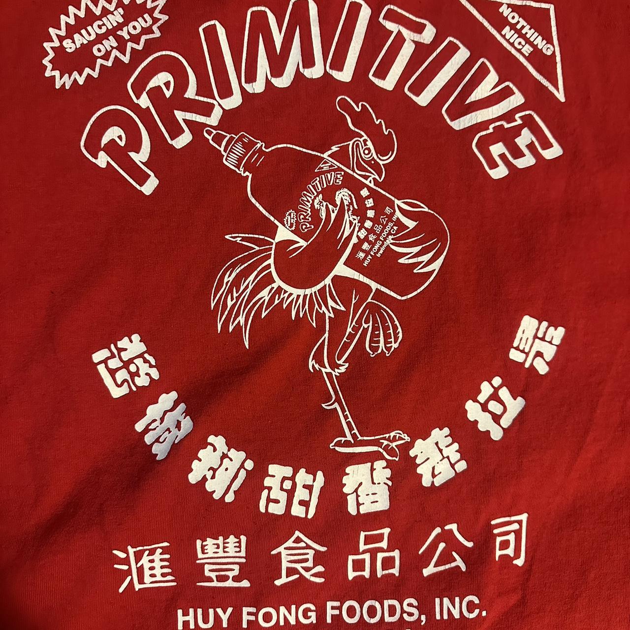 Primitive Men's Red and White T-shirt | Depop