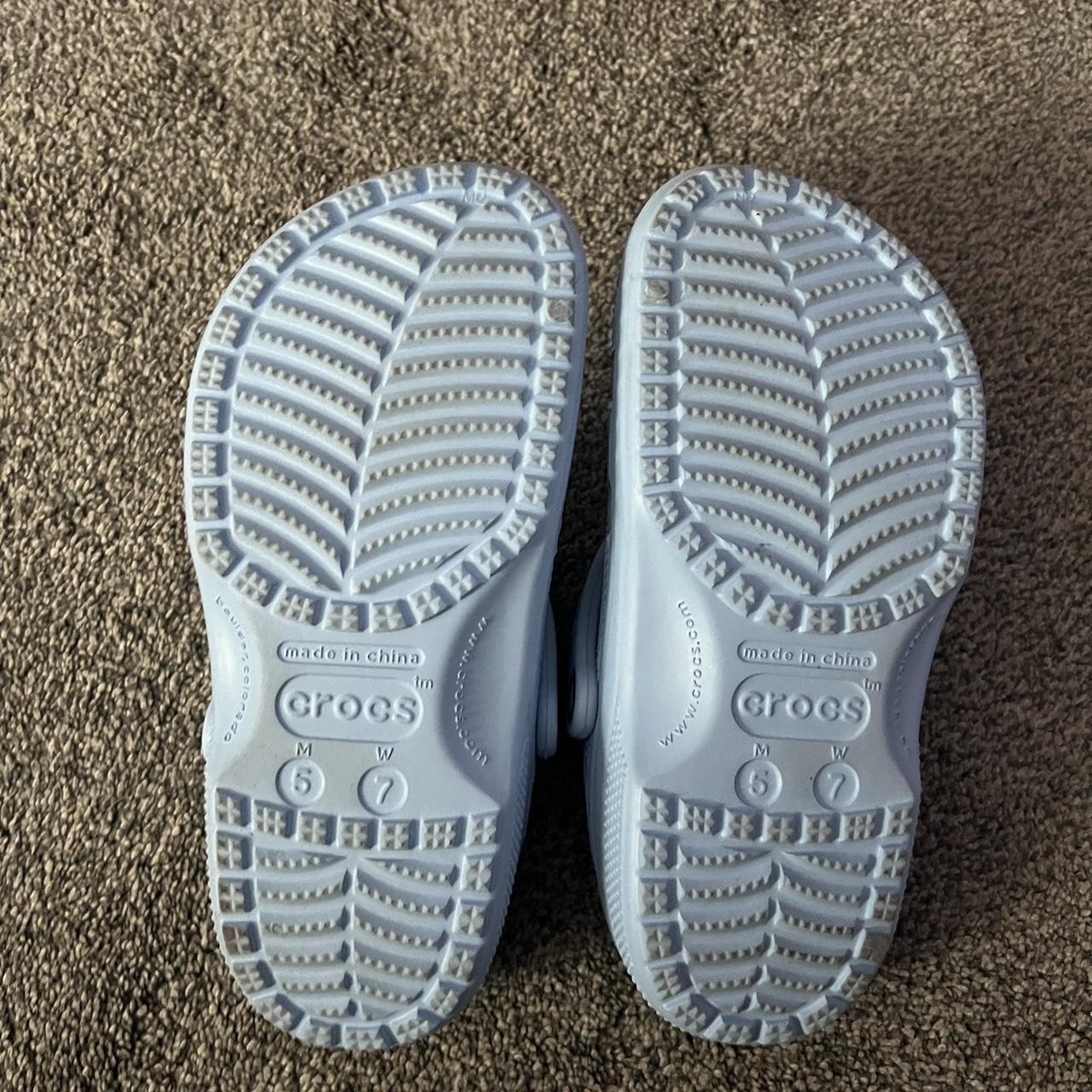 light blue crocs M size 5/W size 7 worn once - Depop