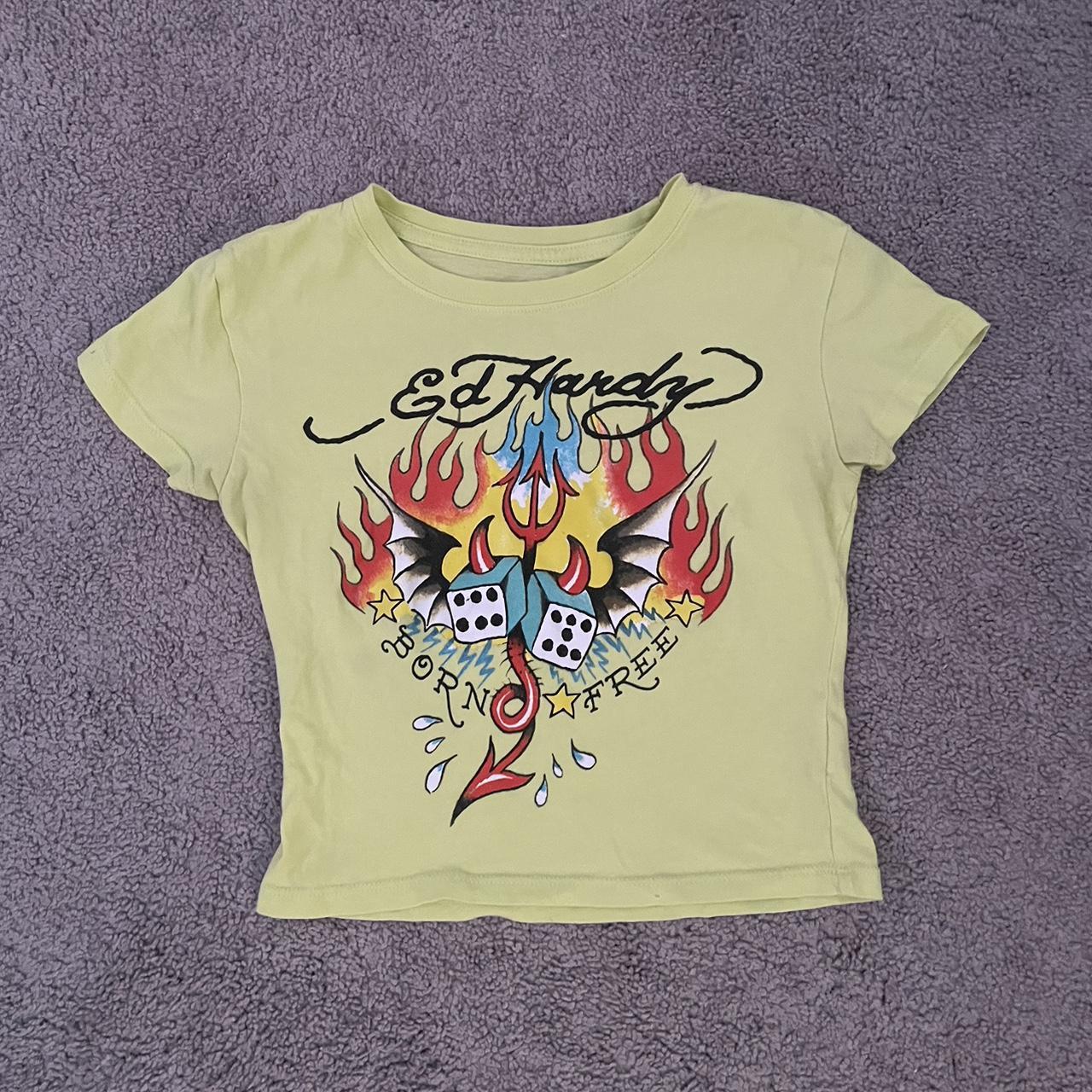green ed hardy crop top ! from urban size xs - Depop