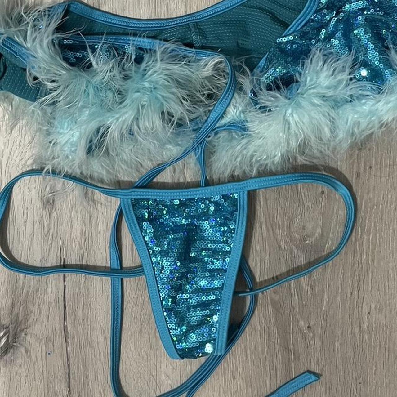 Sexy blue rave outfit , with fluffy edges... - Depop