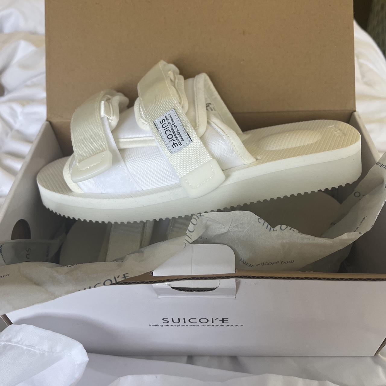 Brand new white suicoke slides. They are a US... - Depop