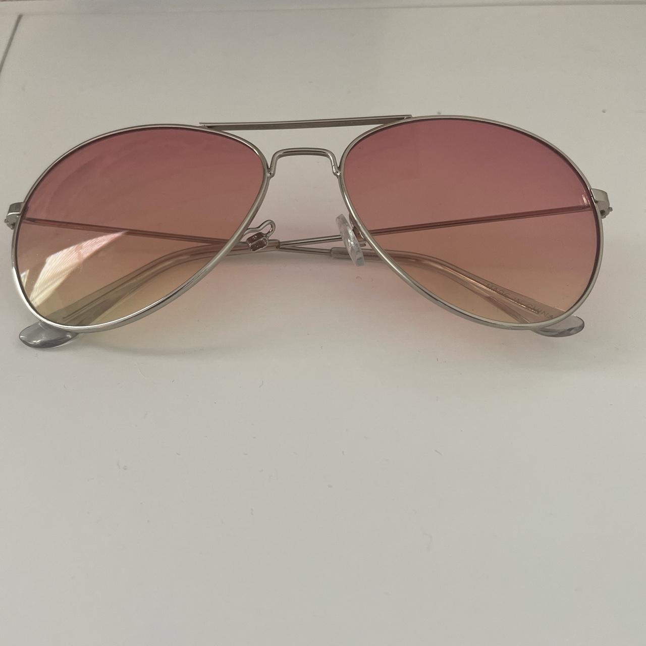 Pink tinted aviator sunglasses Used in good... - Depop