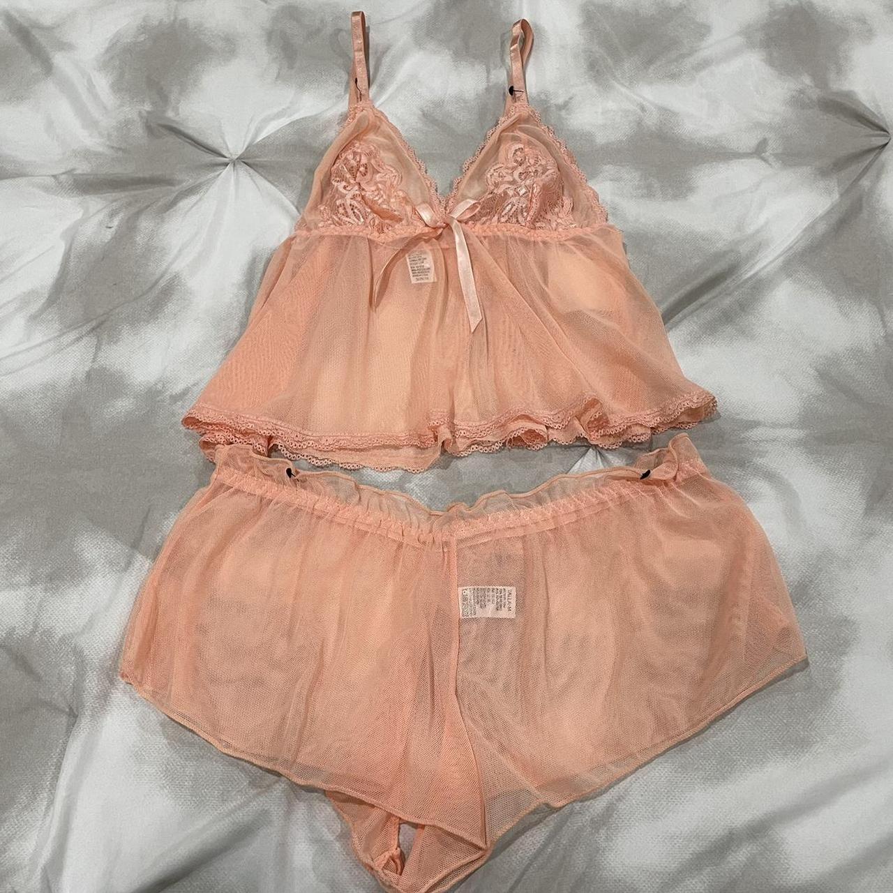 coquette coral lace sleep set dainty babydoll cami... - Depop