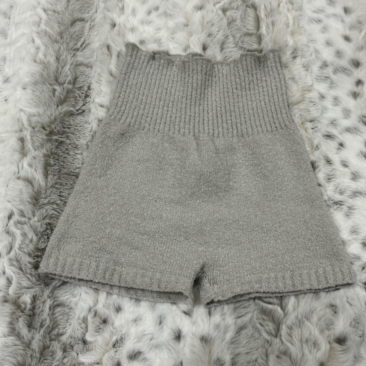 Fluffy grey shorts Best fit size xs - s Cozy... - Depop
