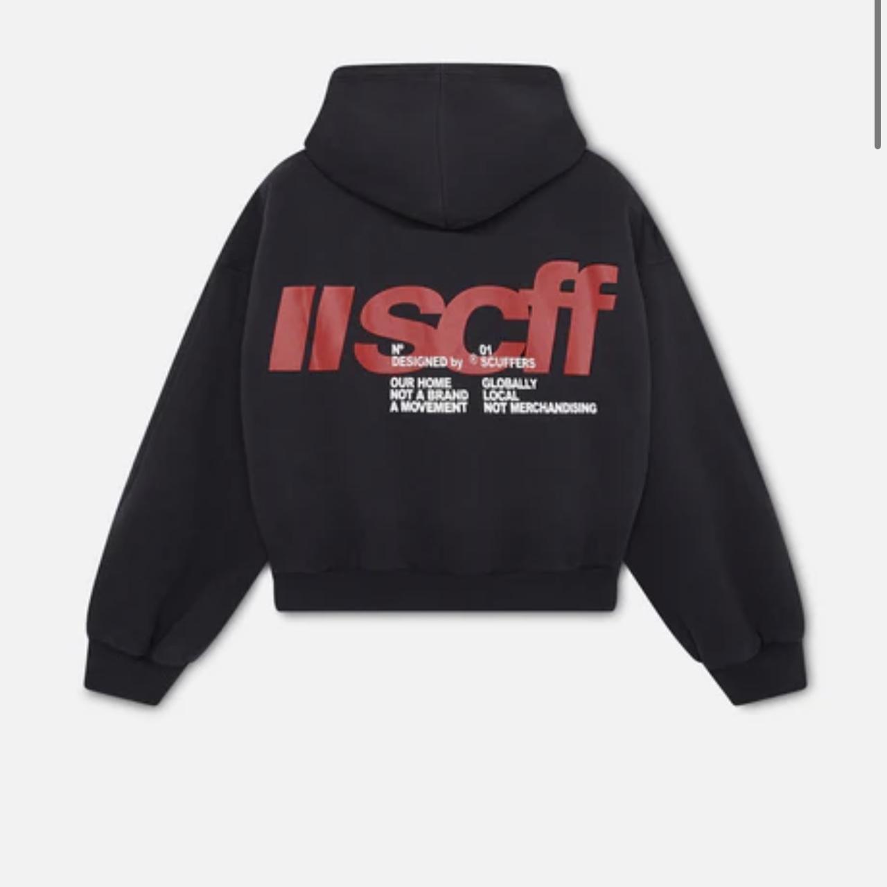 Scuffers black hoodie red writing Brand new Size M | Depop