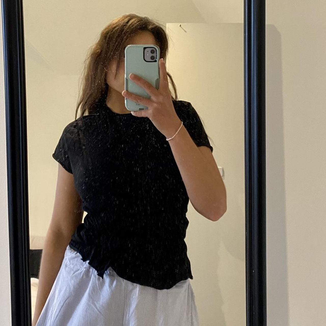 Black scrunch rework tee 100% cotton Handmade from... - Depop