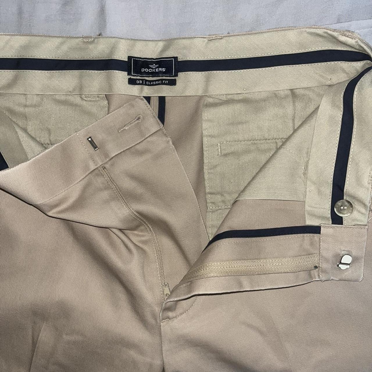 vintage dockers mens d3 classic fit flat front tan... - Depop