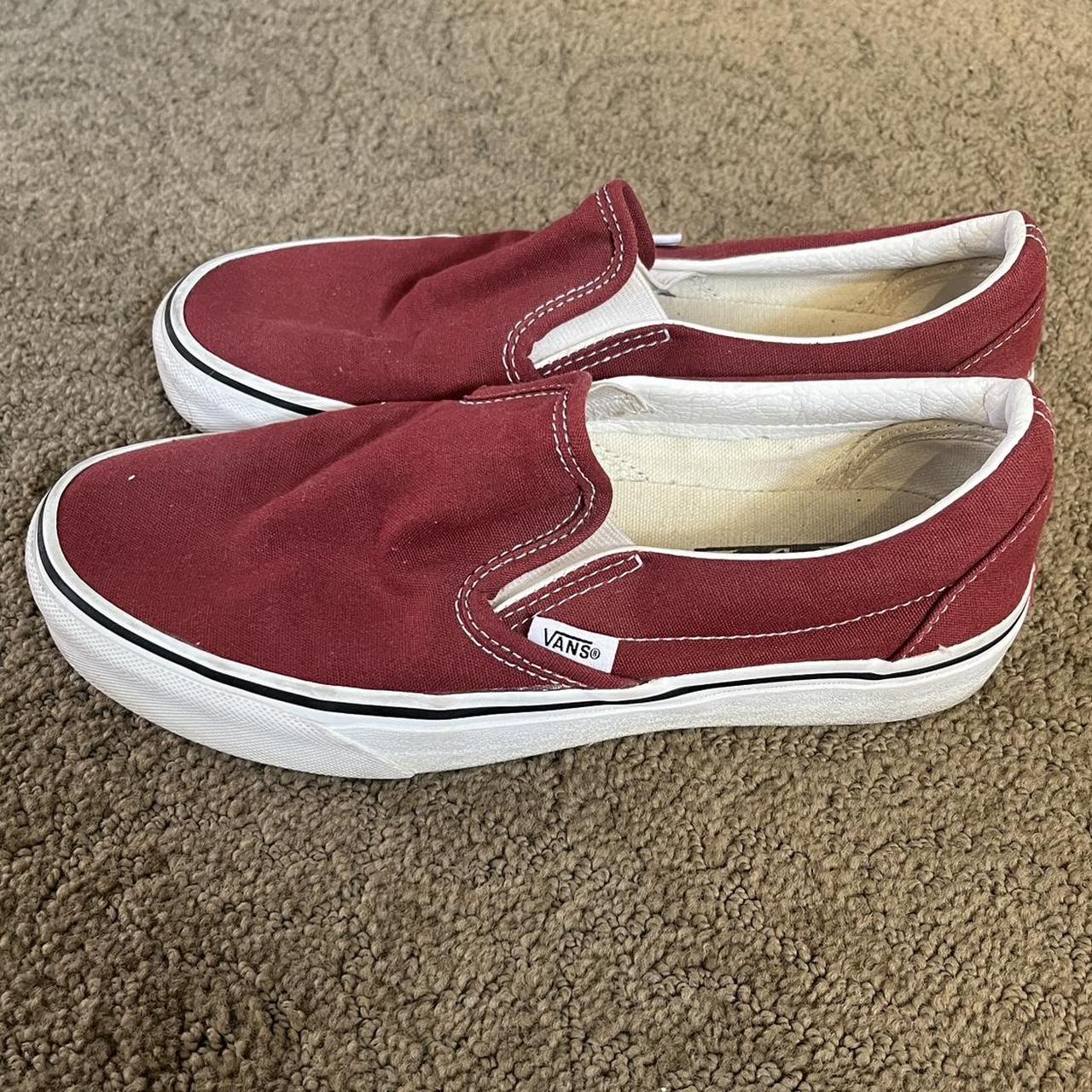 Maroon slip on vans store
