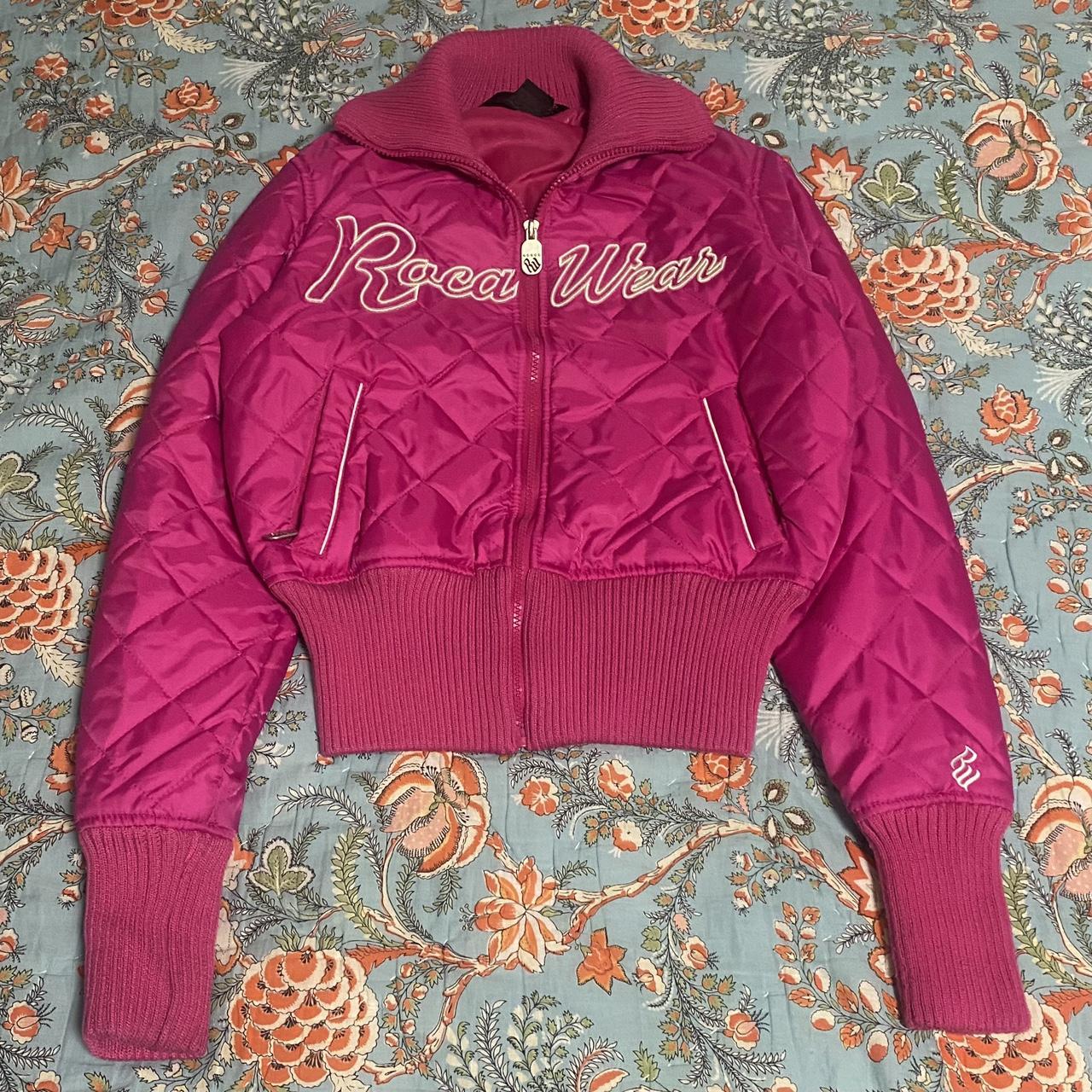 Rocawear pink puffer jacket cropped fit size womens... - Depop