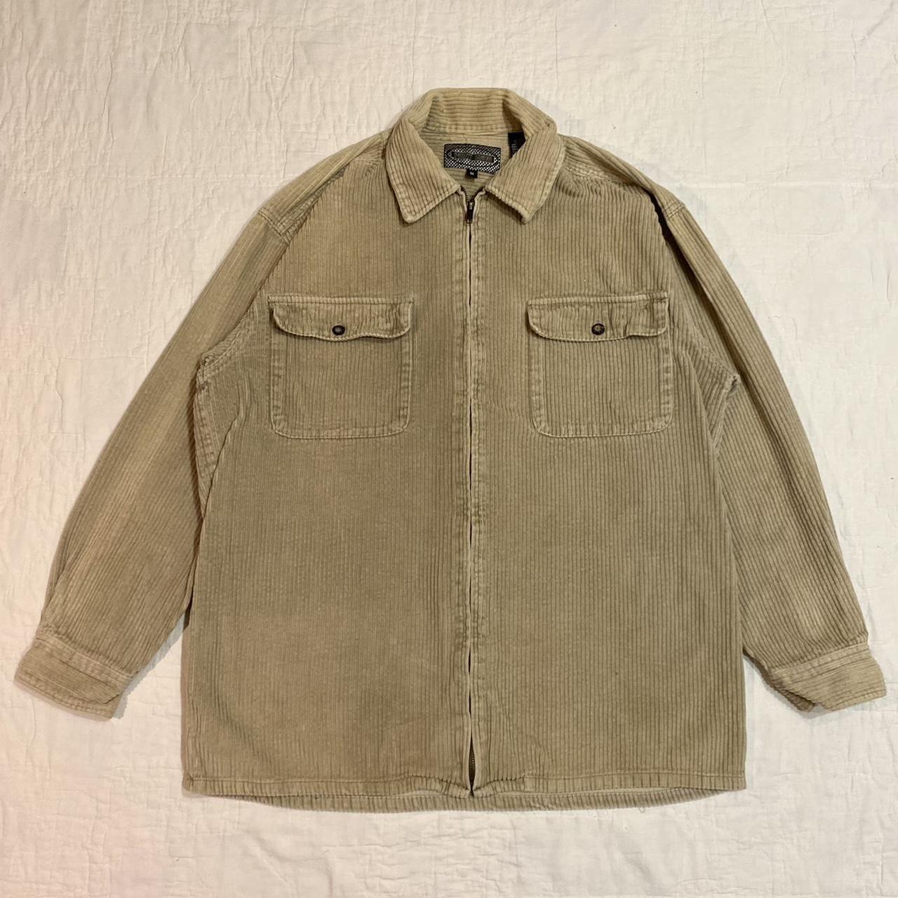 Point Zero Zip Up corduroy jacket cream tan collared... - Depop