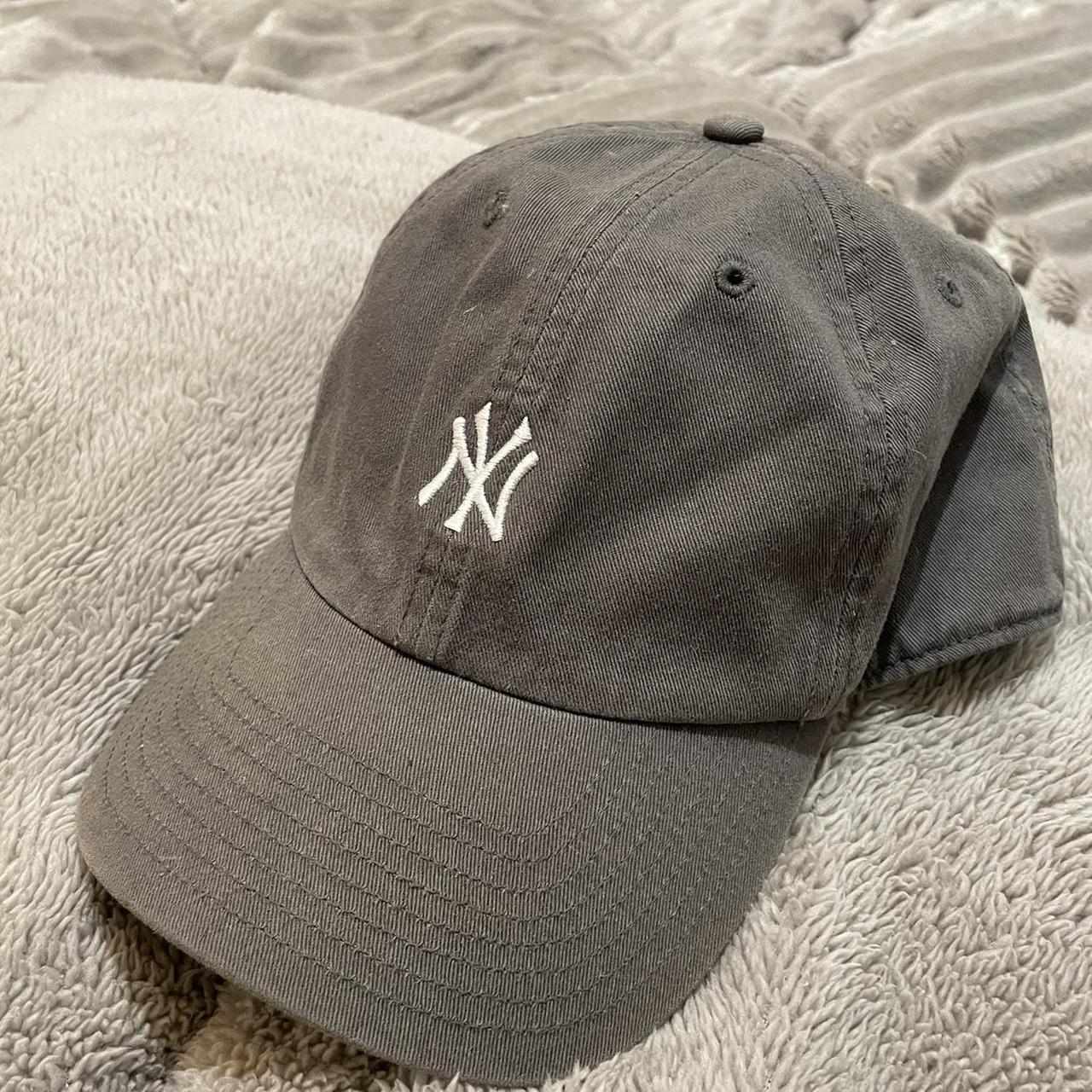 new york yankees cap charcoal grey with white logo... - Depop