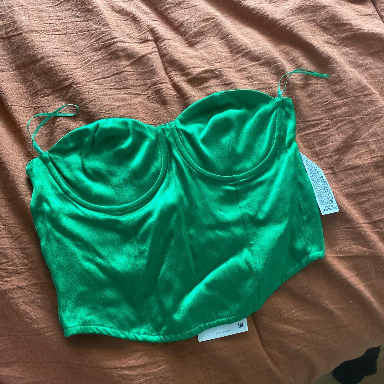 Zara Womens Green Corset Depop