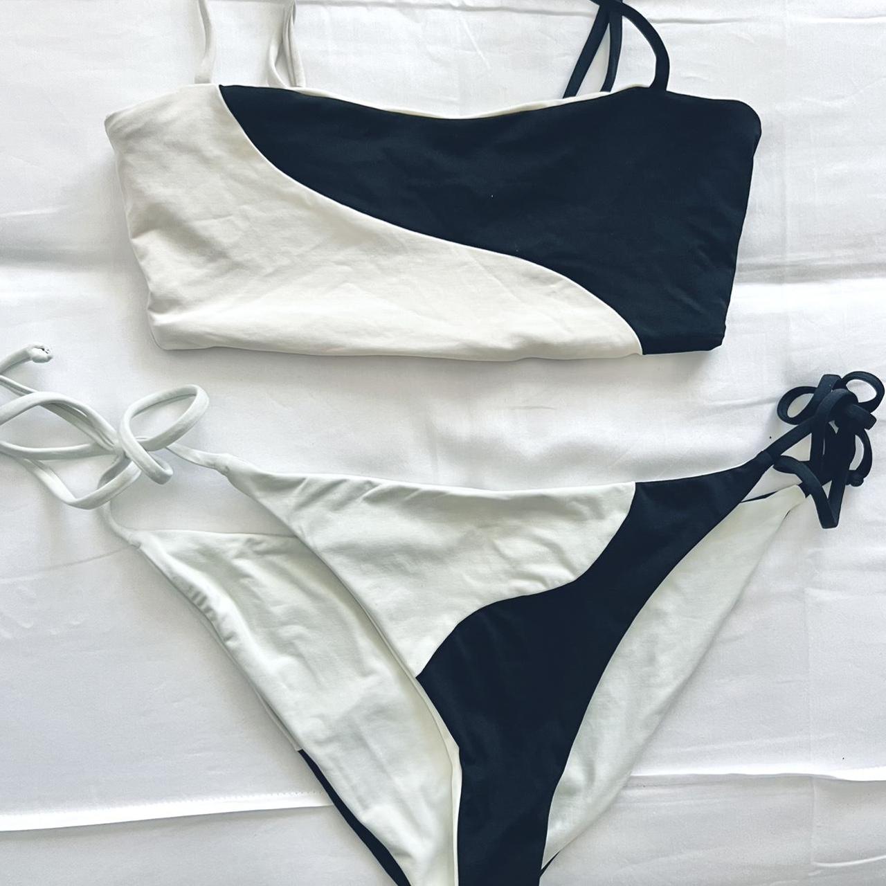 lspace b&w bikini set worn once xs top m bottoms... - Depop